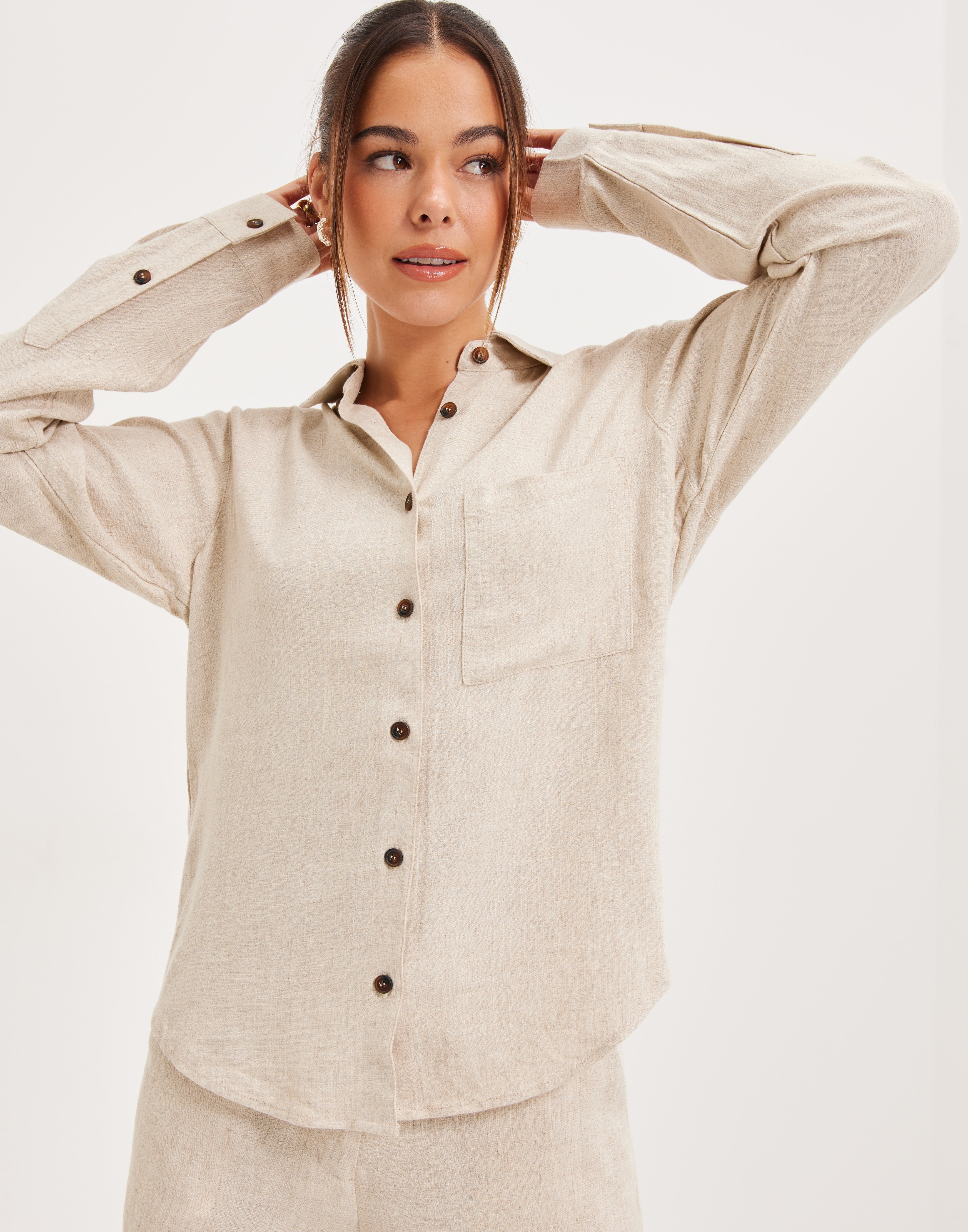 Kjøp Nelly Simply Linen Shirt - Beige | Nelly.com