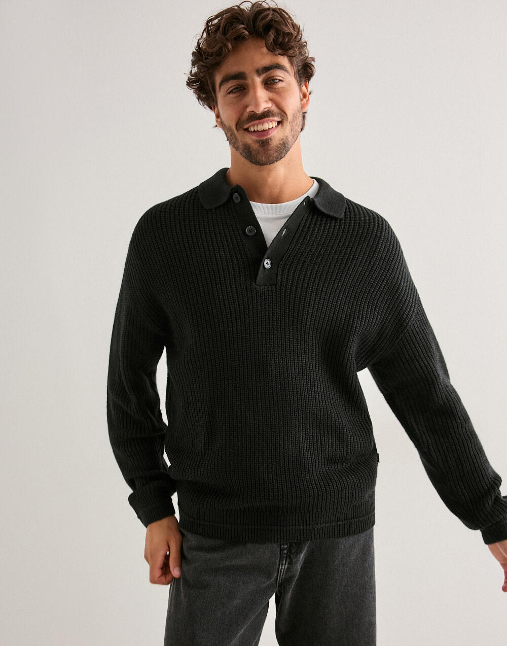 Köp Jack & Jones JJKAITO KNIT POLO BF - Black | NLYMAN