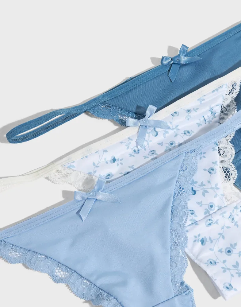 Köp Nelly Adore Me Thong 3-Pack - Blue Pattern | Nelly.com