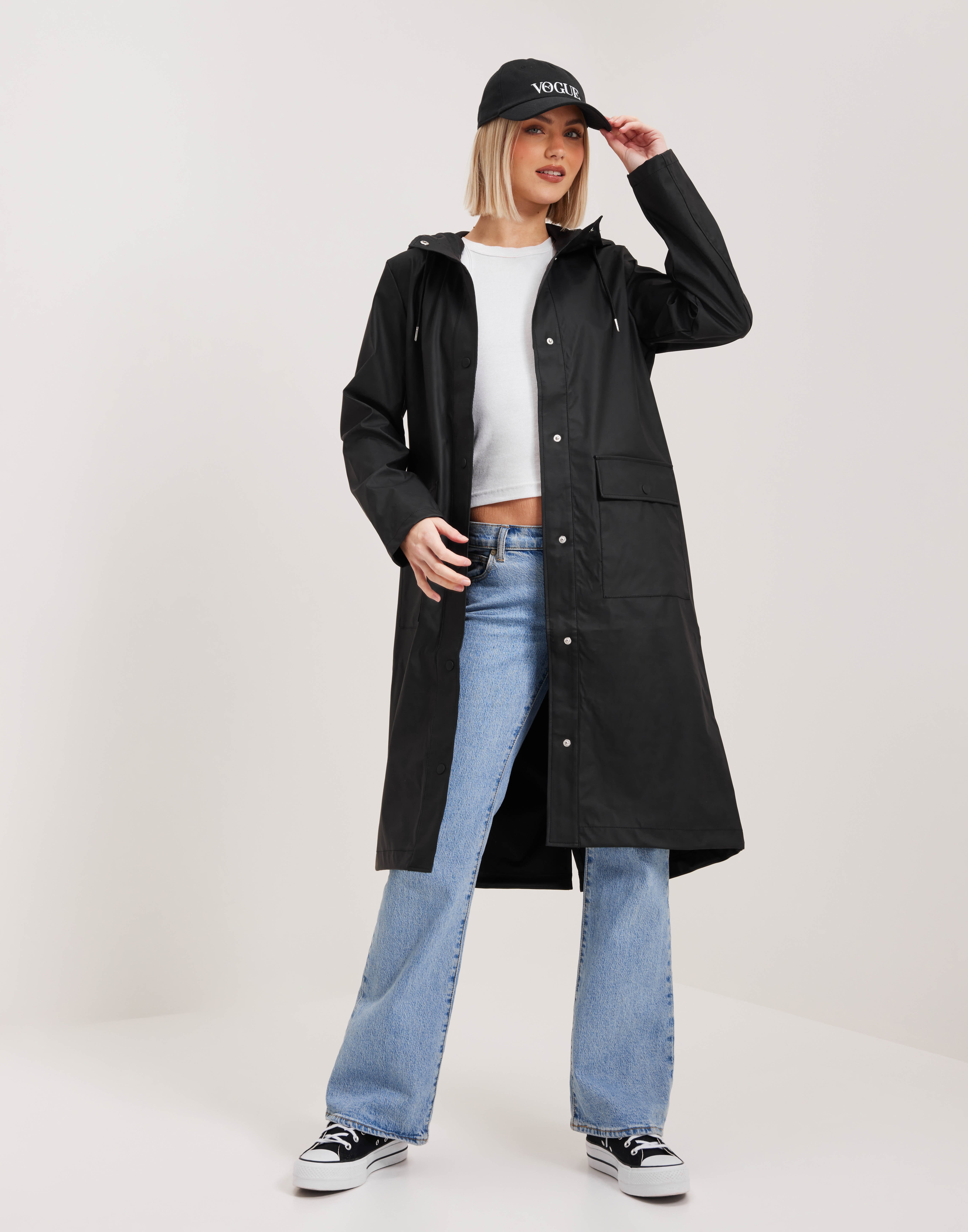 Kjøp Only ONLRENE HOOD LONG RAINCOAT CC OTW - Black | Nelly.com