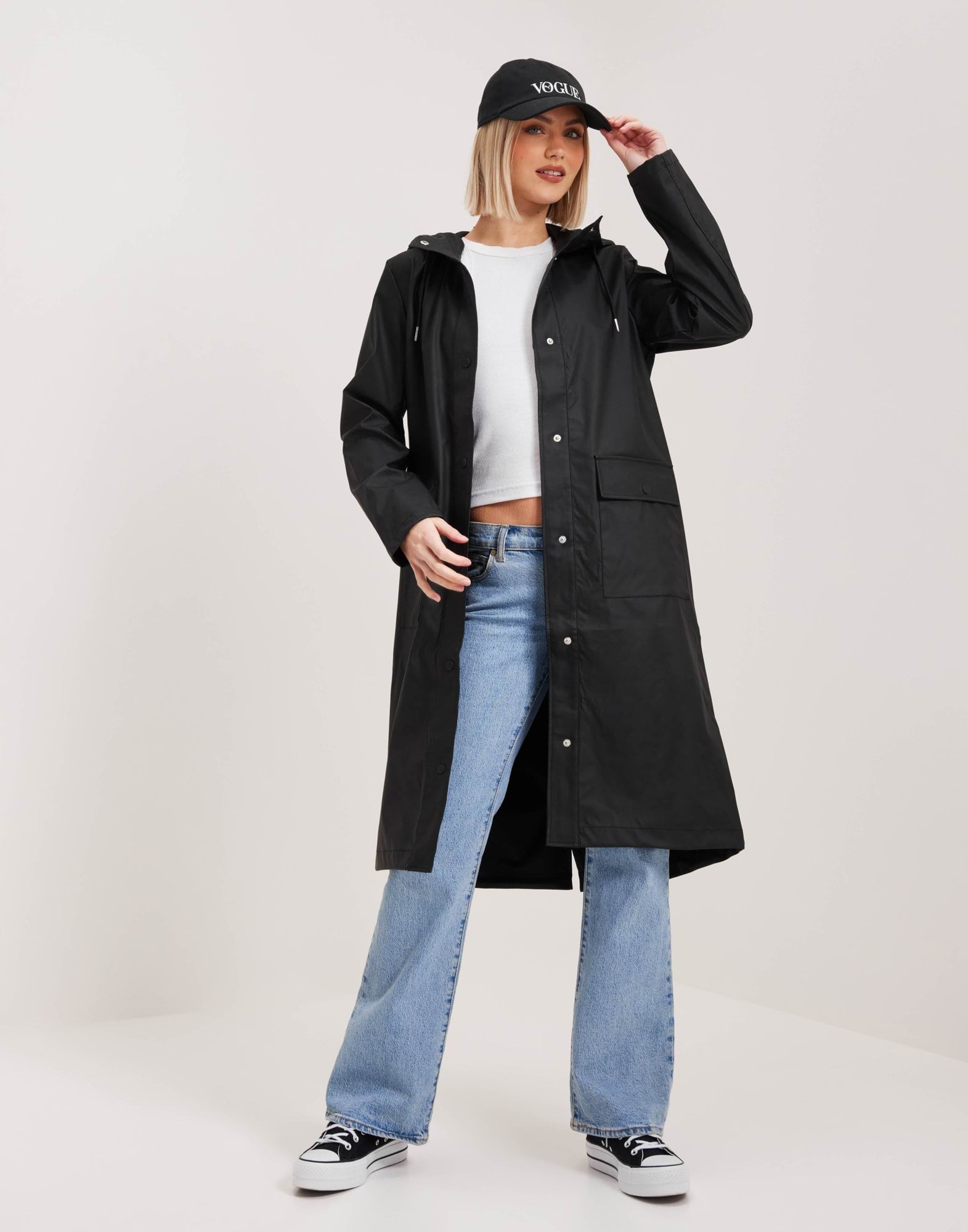 Buy Only ONLRENE HOOD LONG RAINCOAT CC OTW - Black | Nelly.com