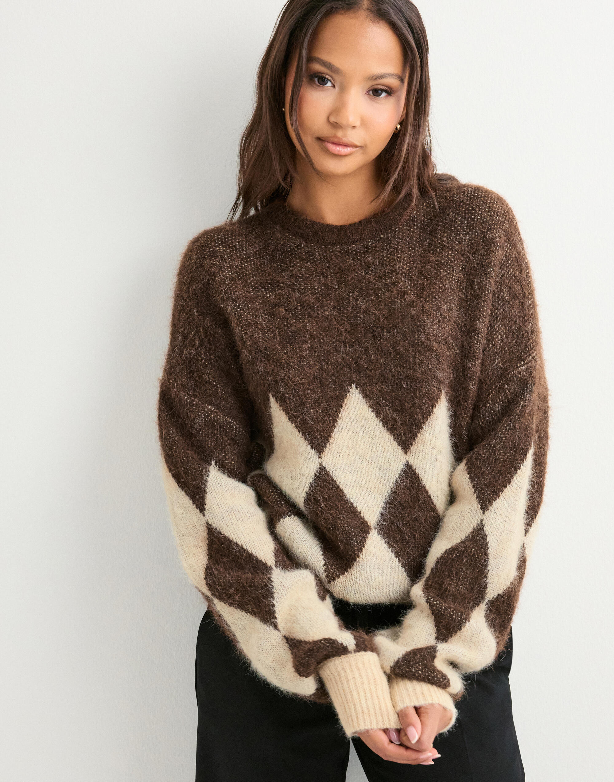 Köp Only ONLNOEME LIFE LS JQ O-NECK KNT - Chestnut Biscotti | Nelly.com