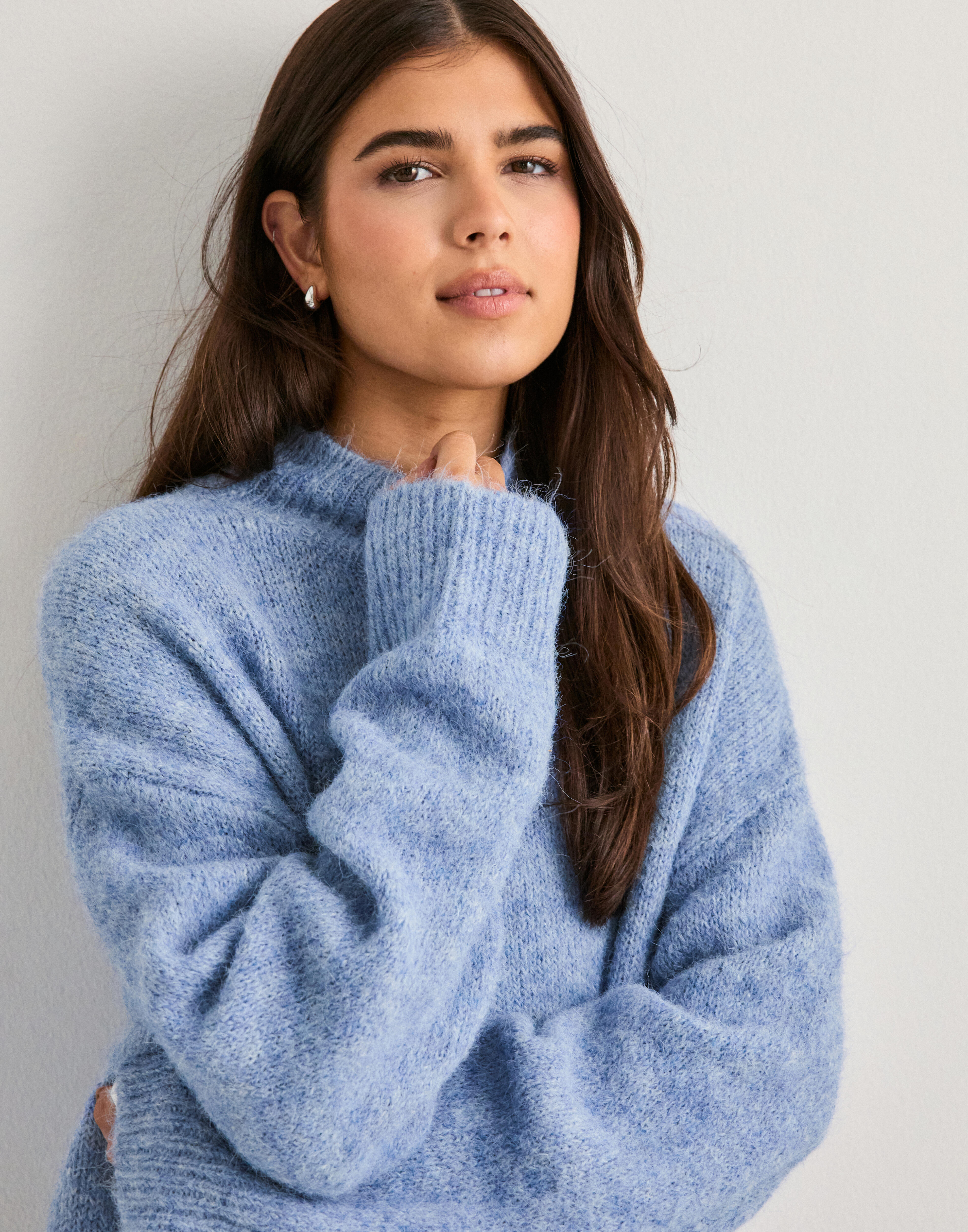 Buy Neo Noir Paulina Fluffy Knit Blouse - Dusty Blue | Nelly.com