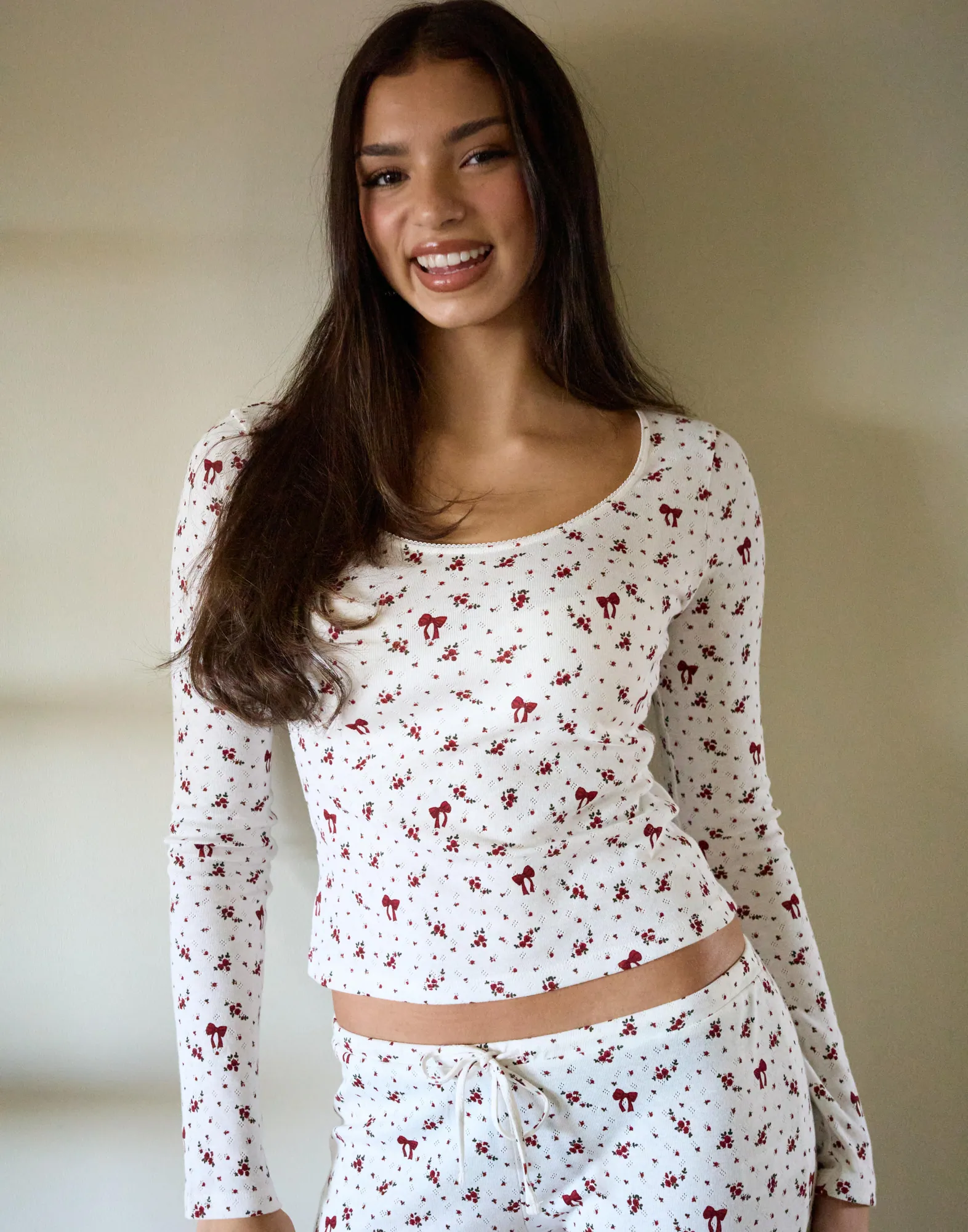 Køb Nelly Cute Print LS Top - Red Pattern | Nelly.com