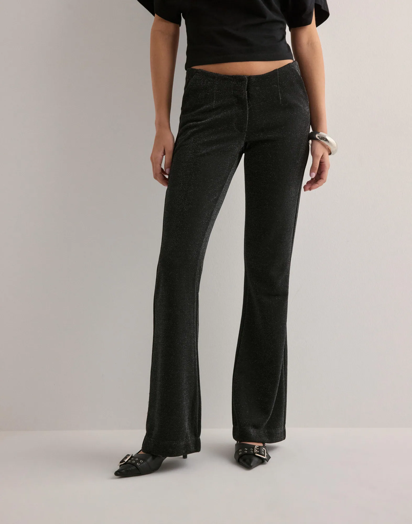 Buy Nelly Glitter Flare Pants - Black | Nelly.com