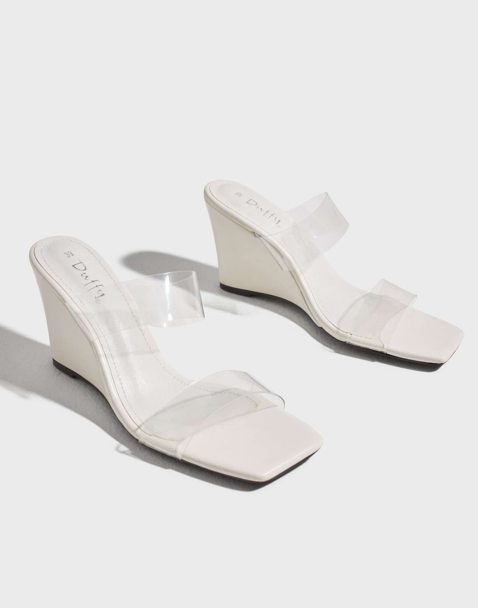 Köp Duffy Clear Wedge Heel - Offwhite | Nelly.com