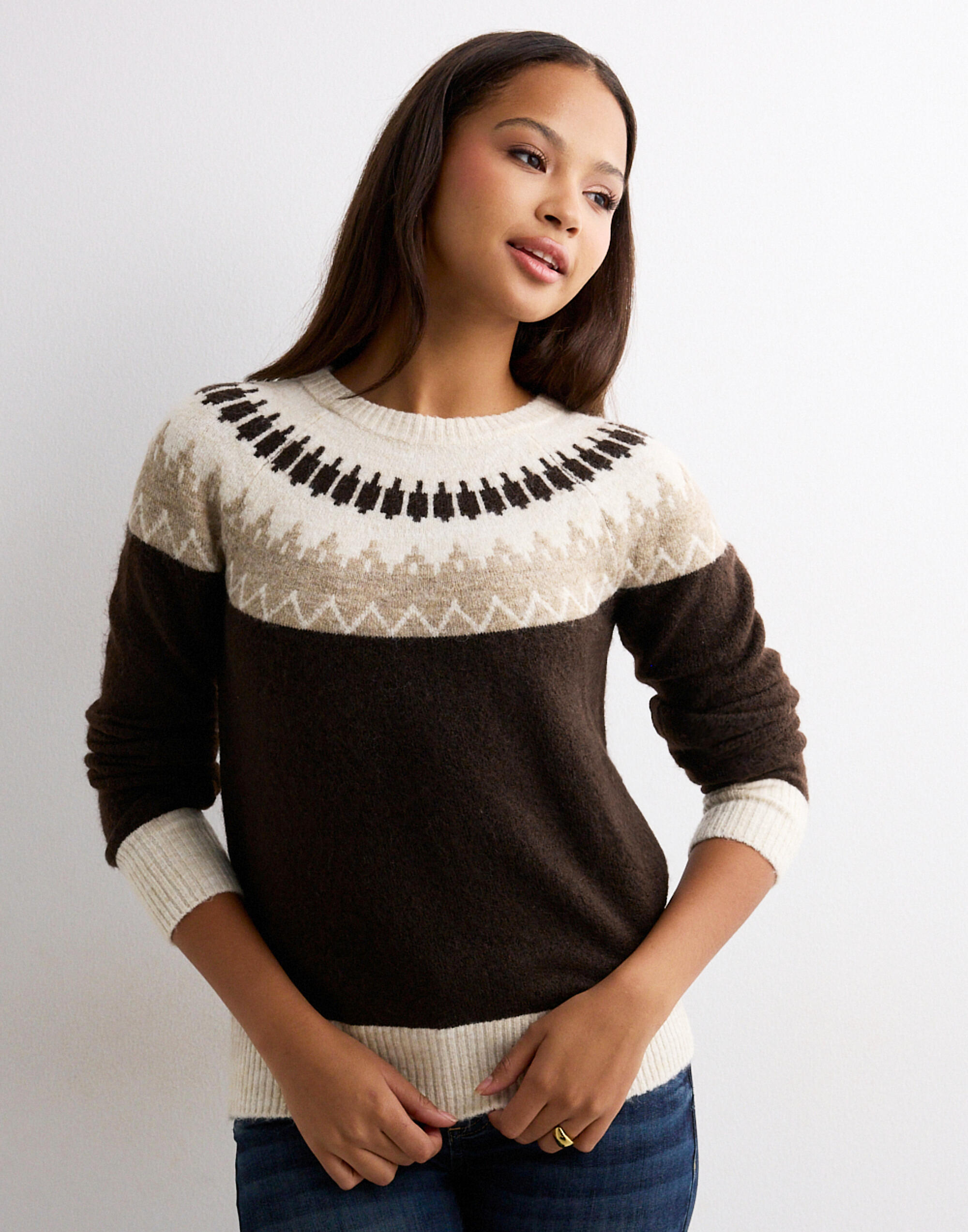 Köp Vero Moda VMSIMONE LS NORDIC PULLOVER GA REP - Chocolate Torte ...