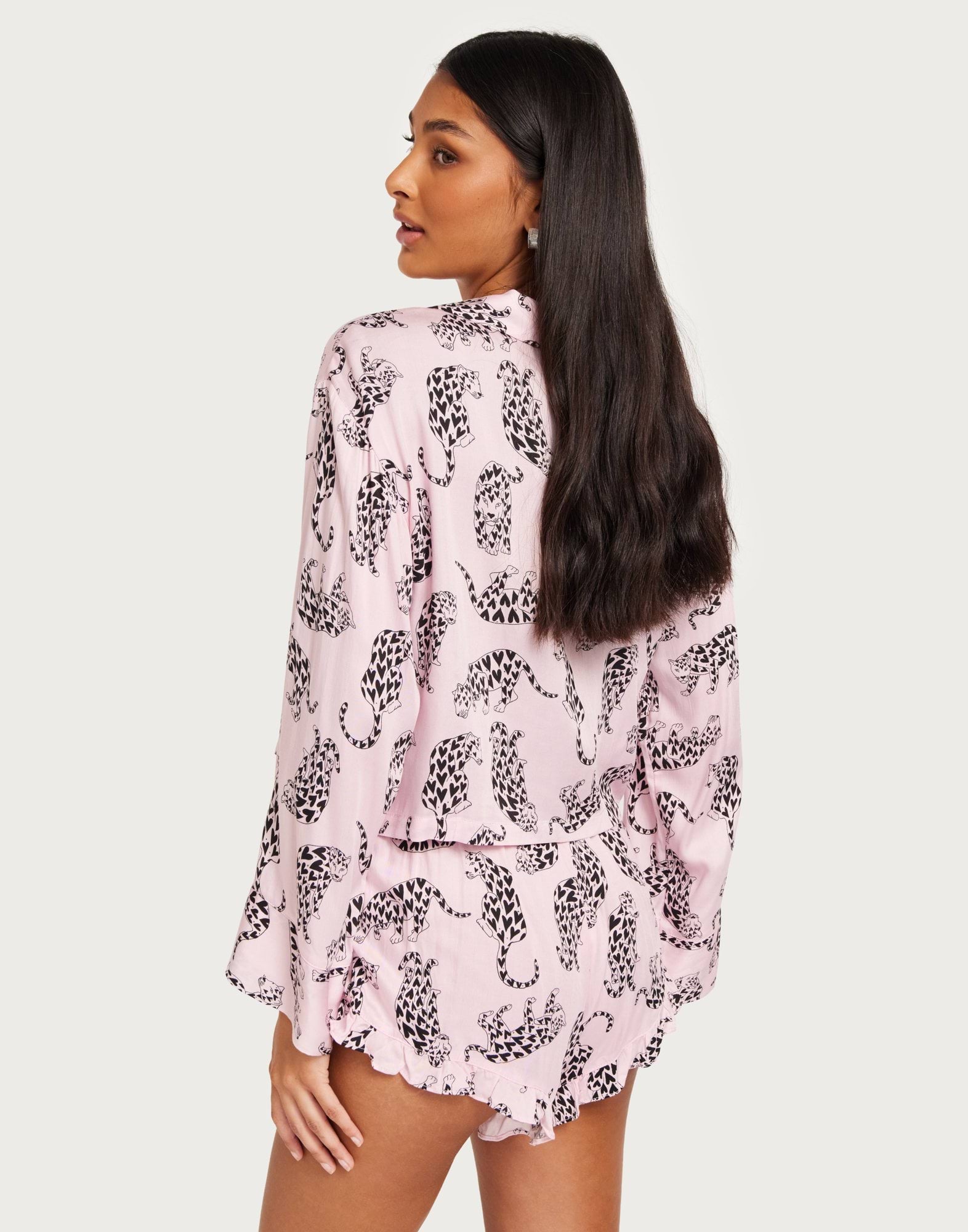 Osta Hunkemöller Jacket LS Vis Satin Jazzy Cats - *NY*Strawberry Cream | Nelly.com