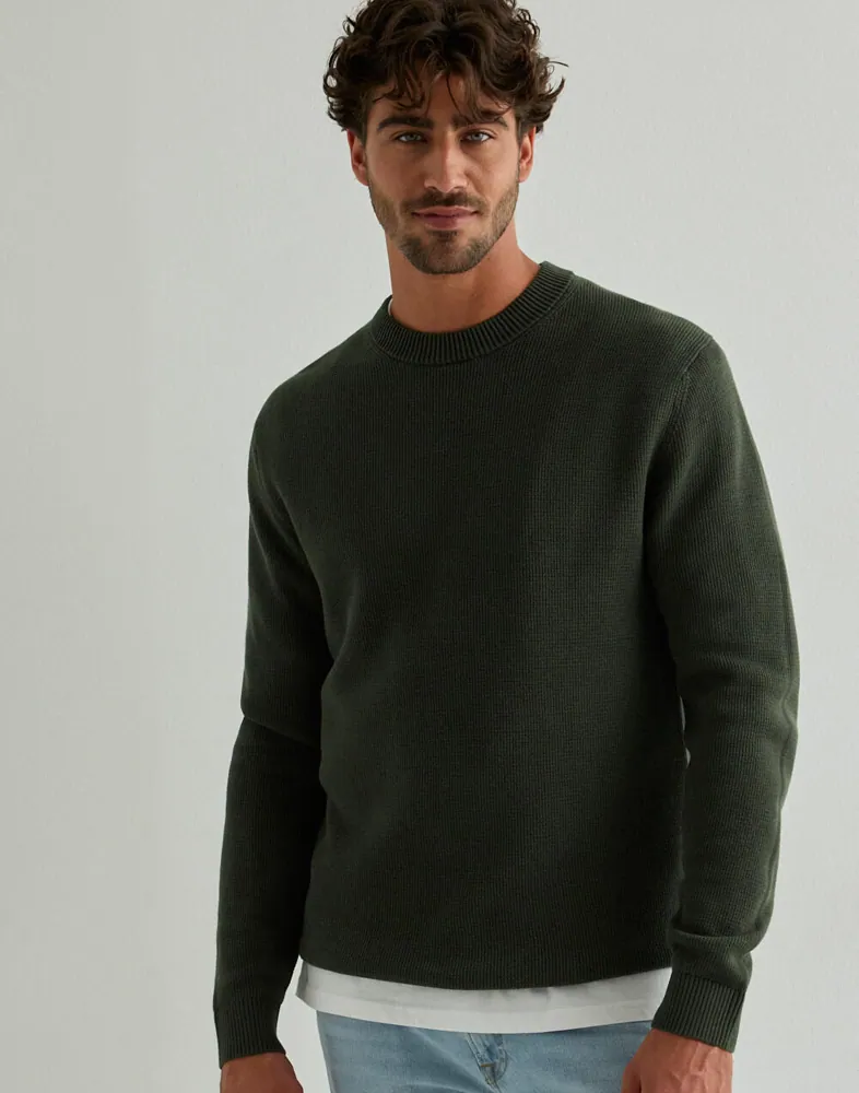 Köp Selected Men SLHDANE LS KNIT STRUCTURE CREW NECK - Deep Forest | NLYMAN