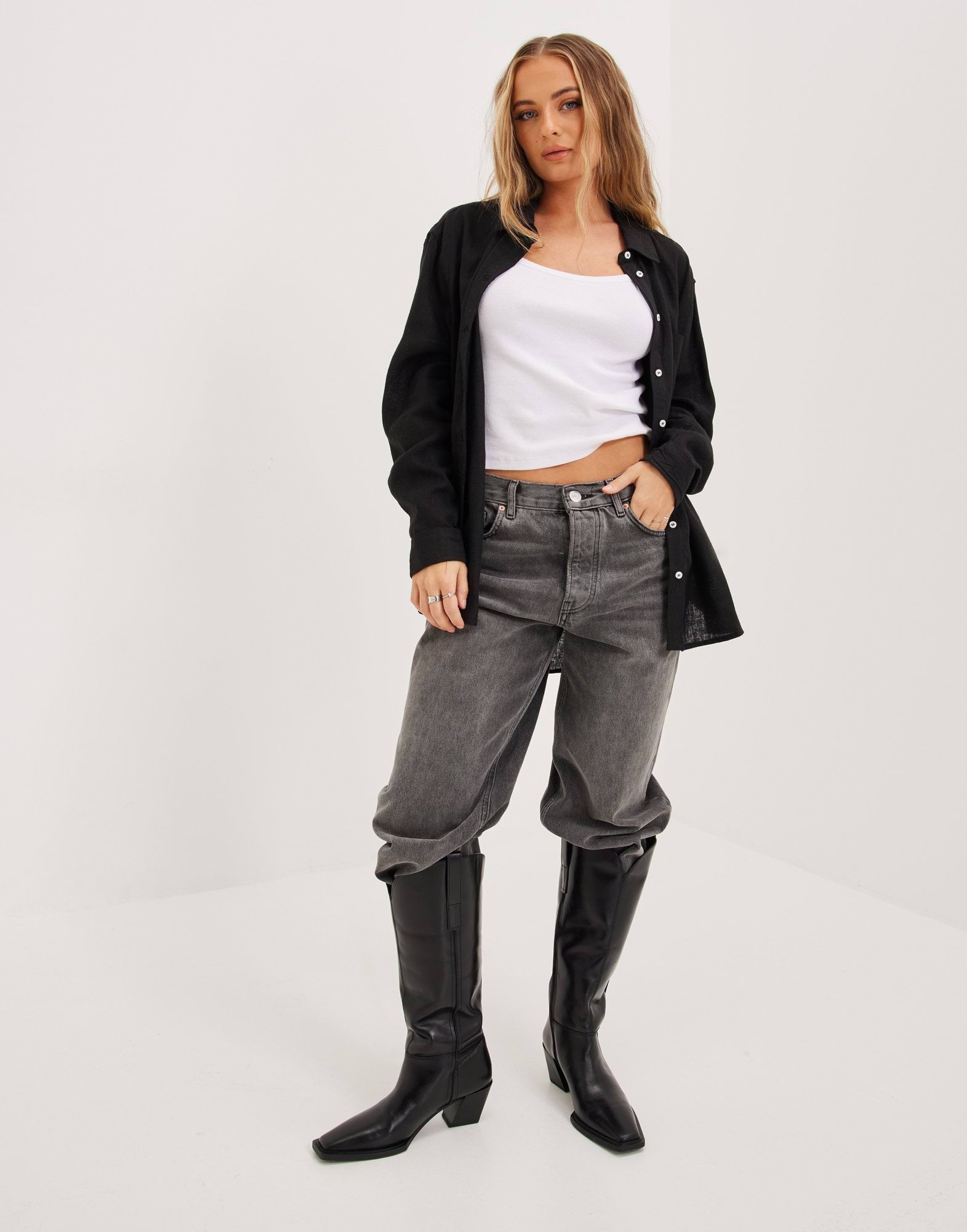 Osta Only ONLTOKYO L/S LINEN BLEND SHIRT PNT - Black | Nelly.com