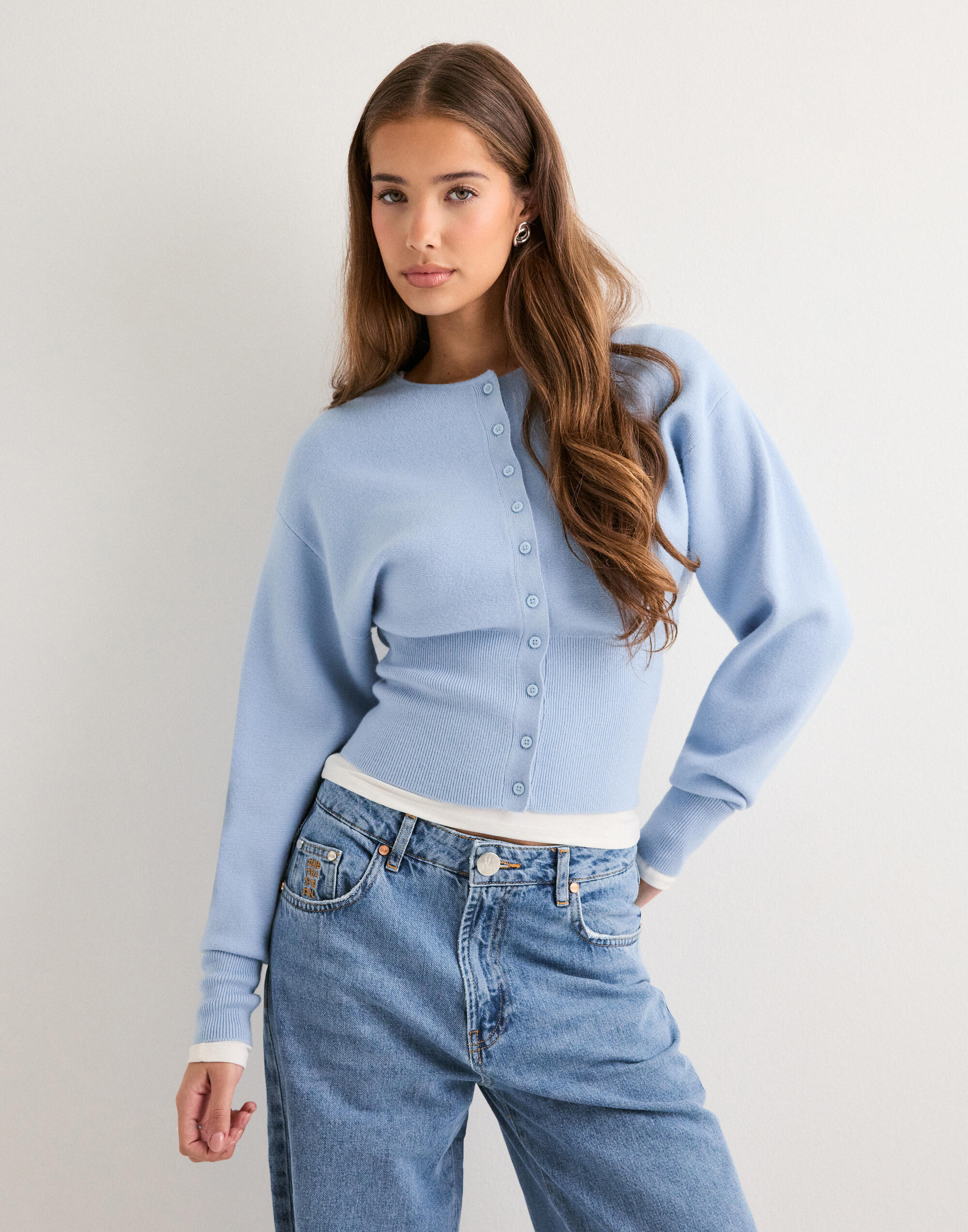 Buy Gina Tricot Shaped knitted cardigan - Cashmere Blue | Nelly.com
