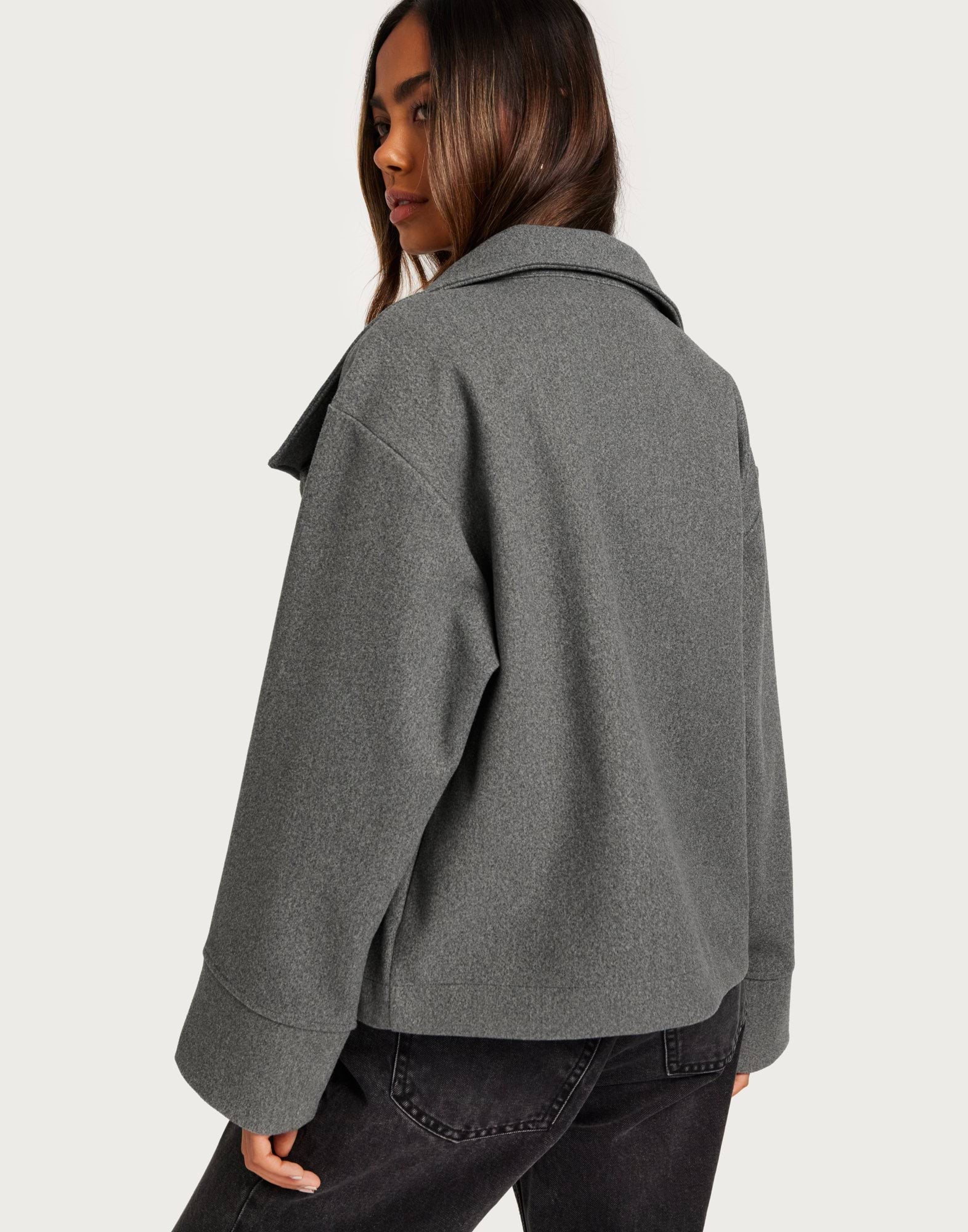 Köp Gina Tricot Short Felt Jacket - Grey Melange | Nelly.com