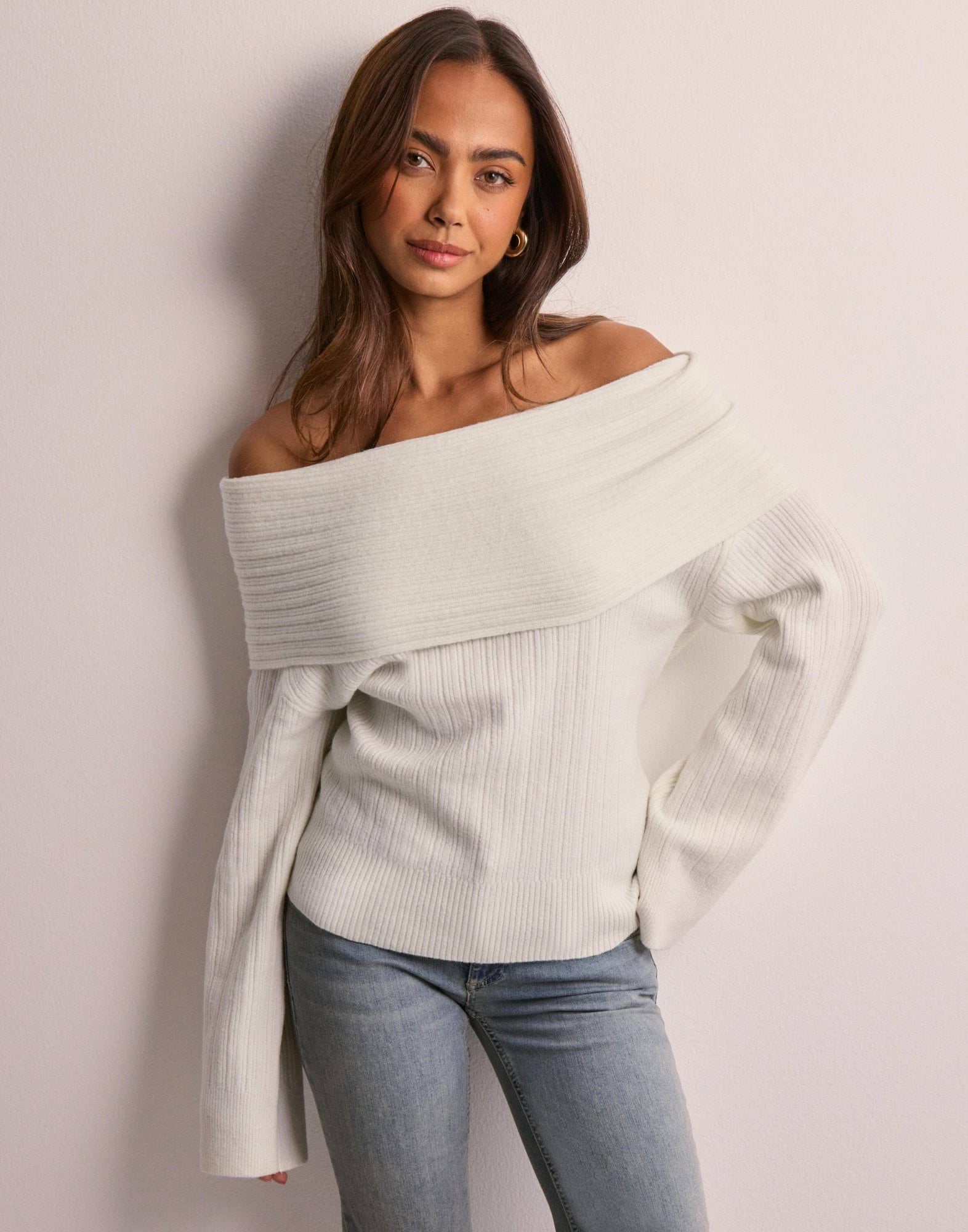 Buy Nelly Slouchy Rib Knit Sweater - White | Nelly.com