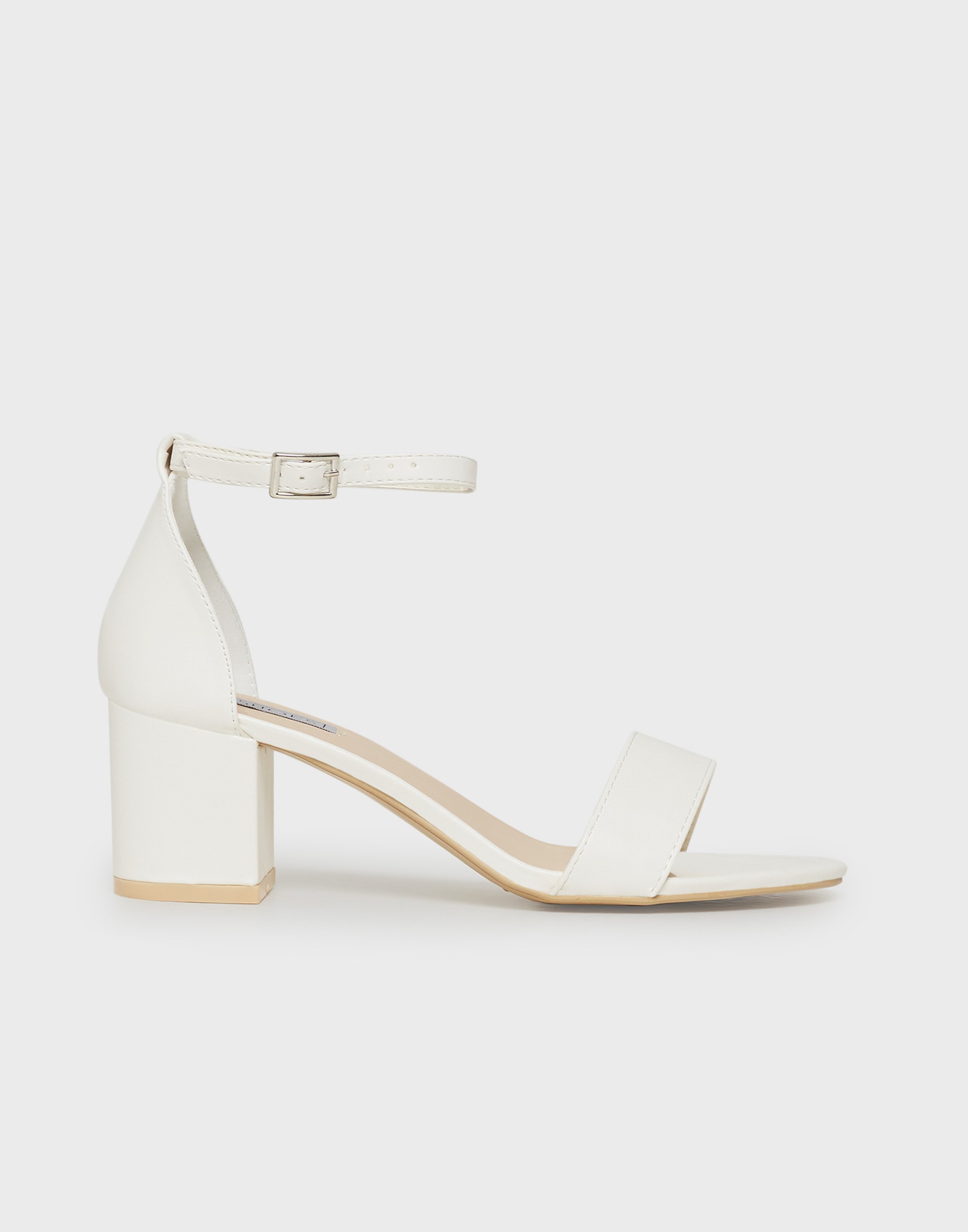 Buy Nelly Low Block Heel Sandal - White | Nelly.com