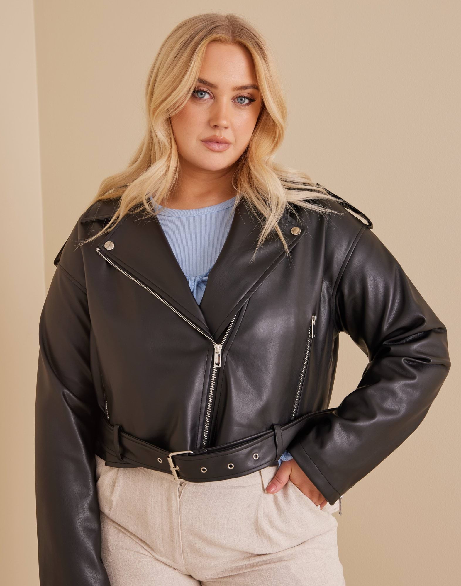Buy Nelly Cropped Oversized Biker Jacket - Black | Nelly.com