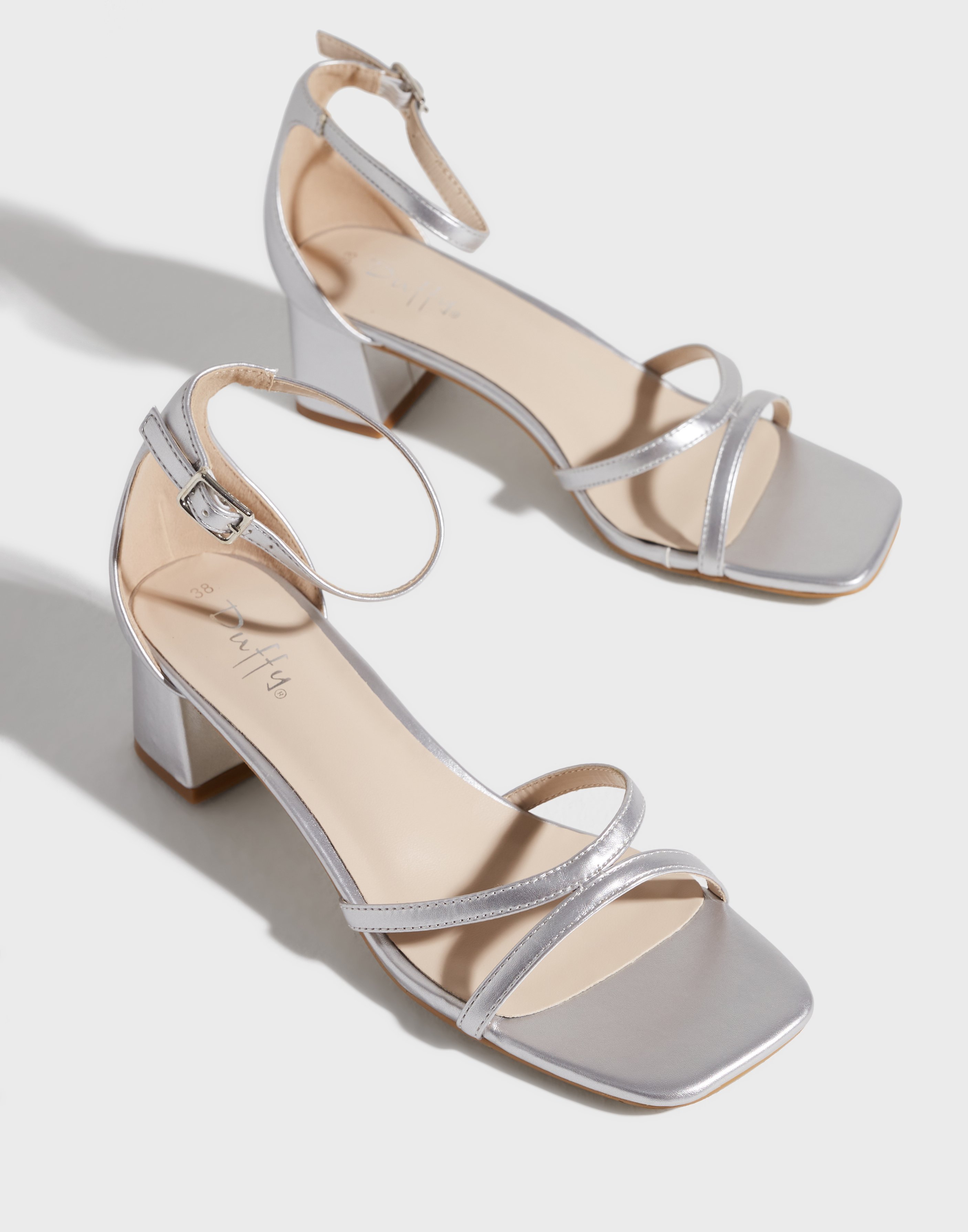 Buy Duffy Low Heel Sandal - Silver | Nelly.com
