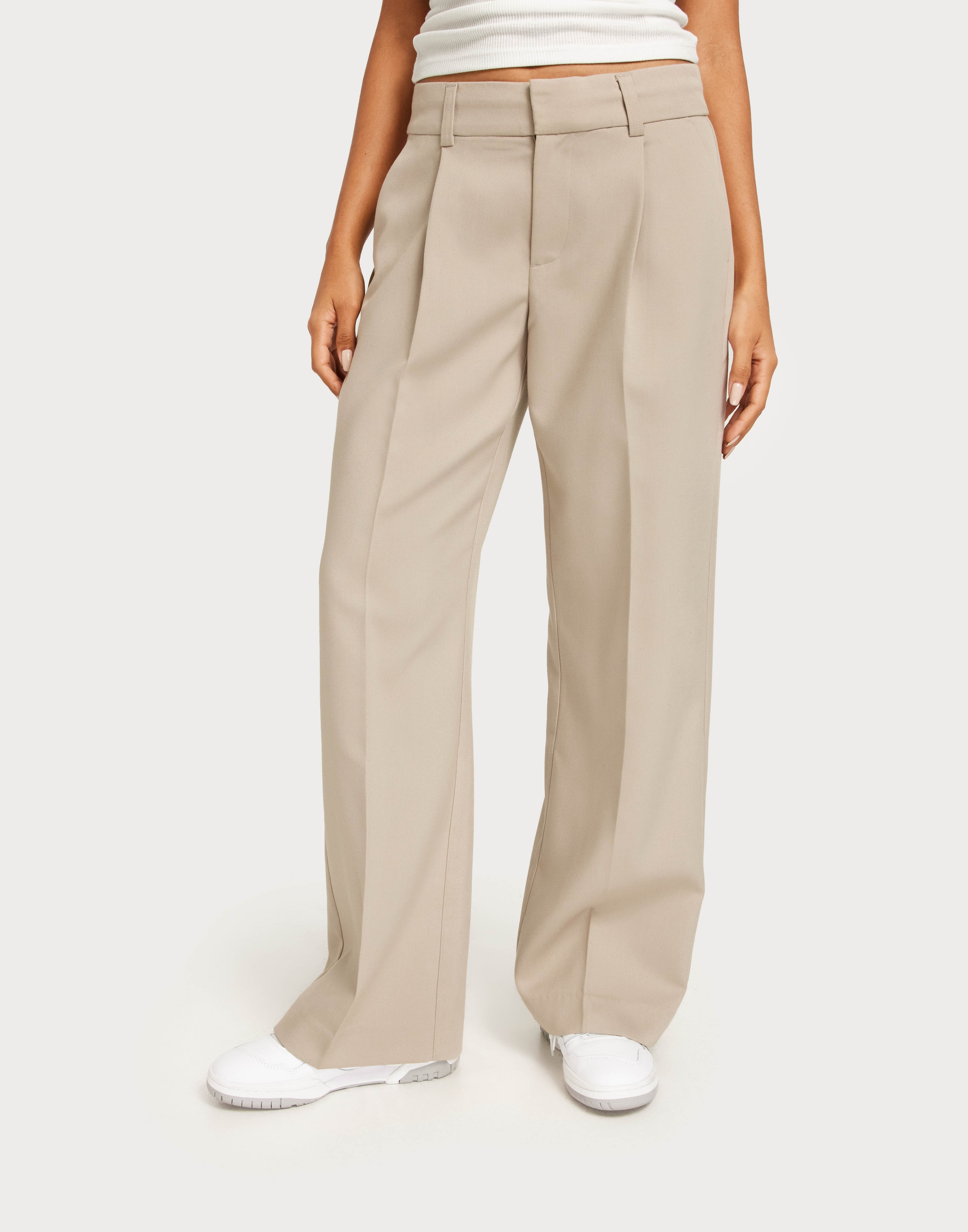 Køb Gina Tricot Low Waist Trousers - Simply Taupe | Nelly.com