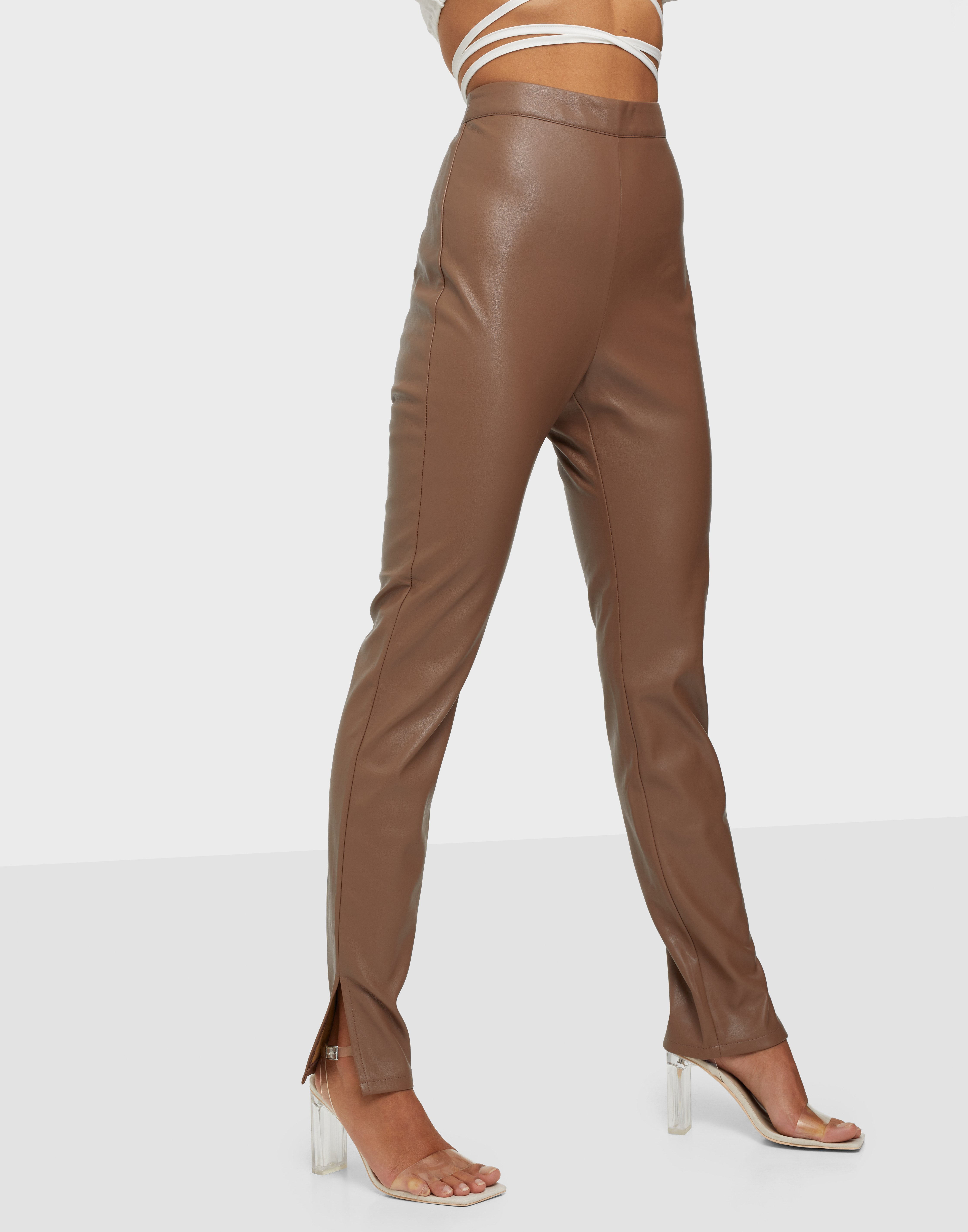 Buy Nelly Split Up Pu Pants - Brown | Nelly.com