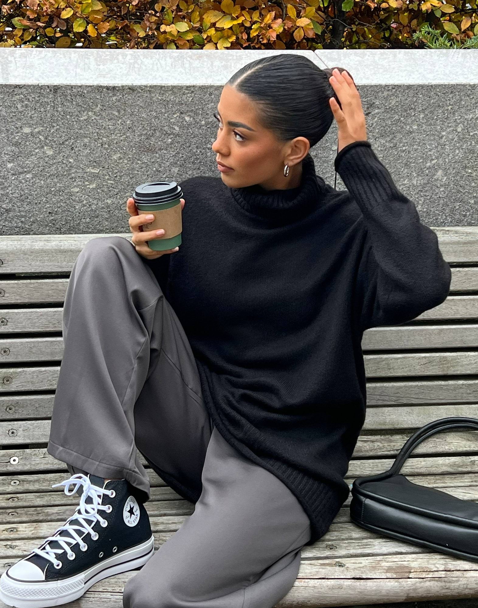 Buy Nelly Long Roll Neck Knit Sweater - Black | Nelly.com