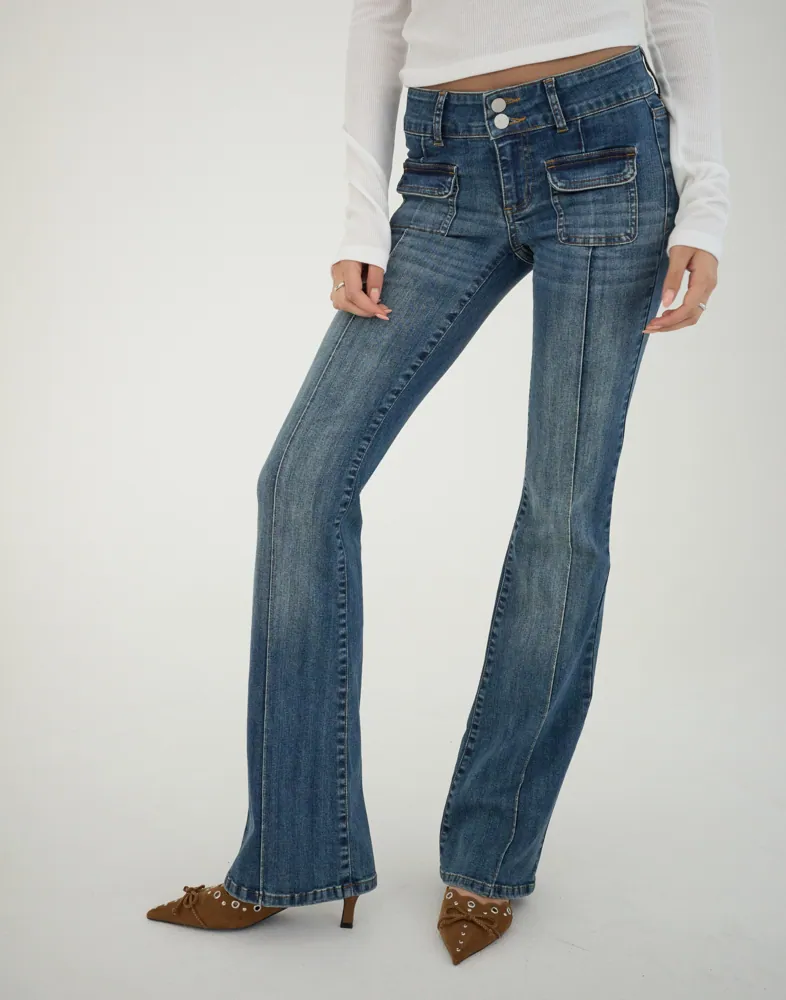 Buy Nelly Low Waist Bootcut Pocket Jeans - Dark Blue | Nelly.com
