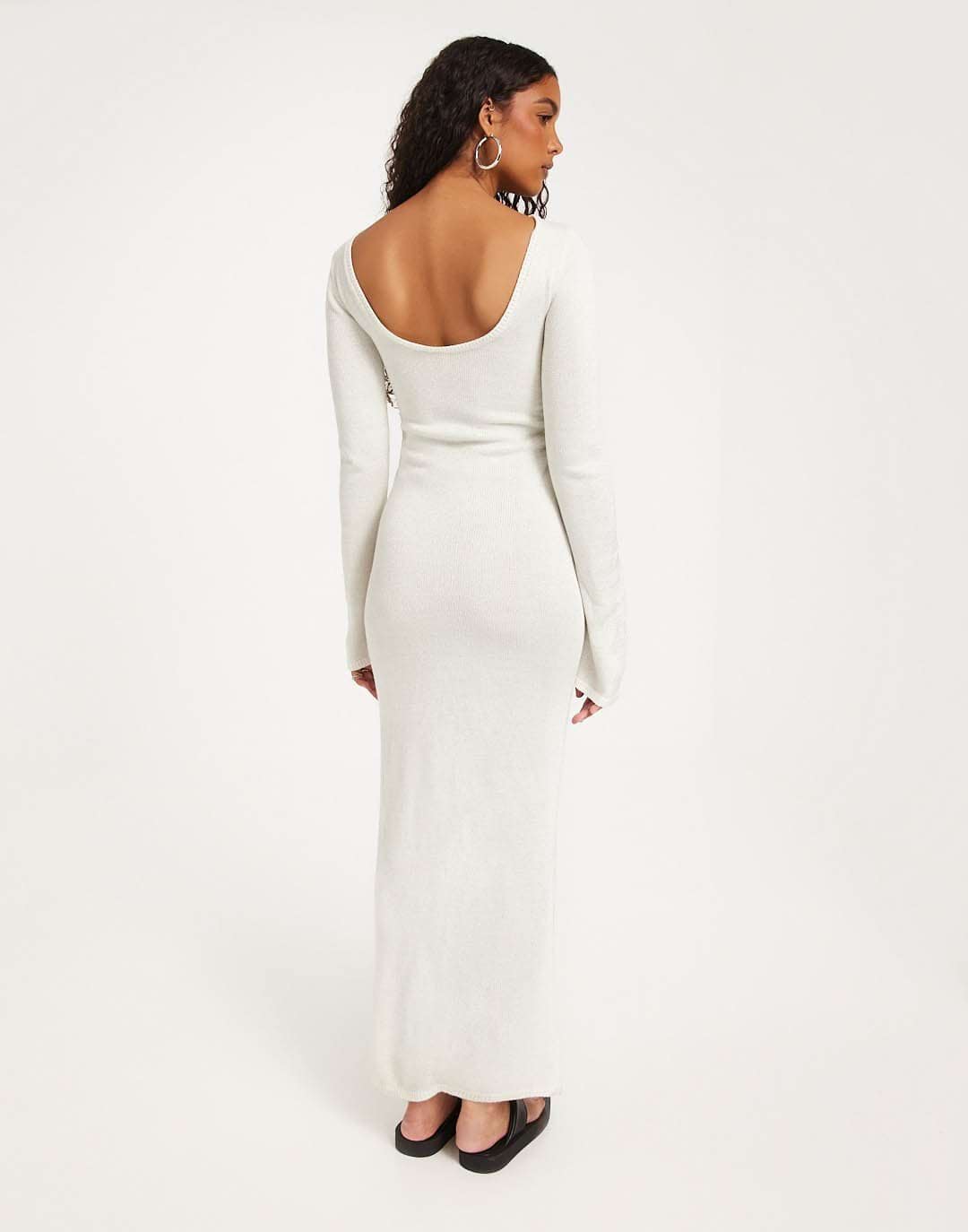 Buy Nelly Long Ruched Knit Dress - White | Nelly.com