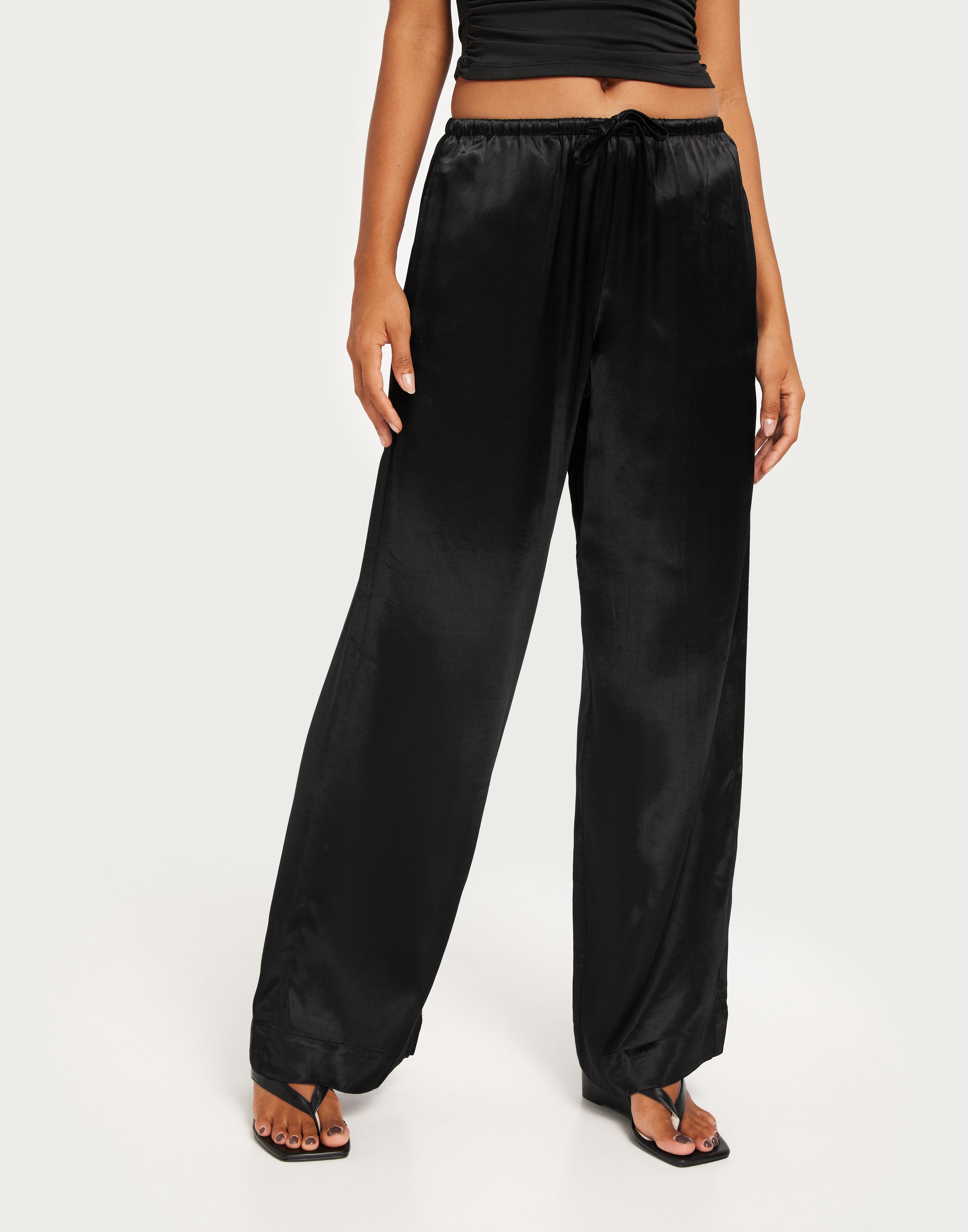 Buy Gina Tricot Satin Trousers - Black | Nelly.com