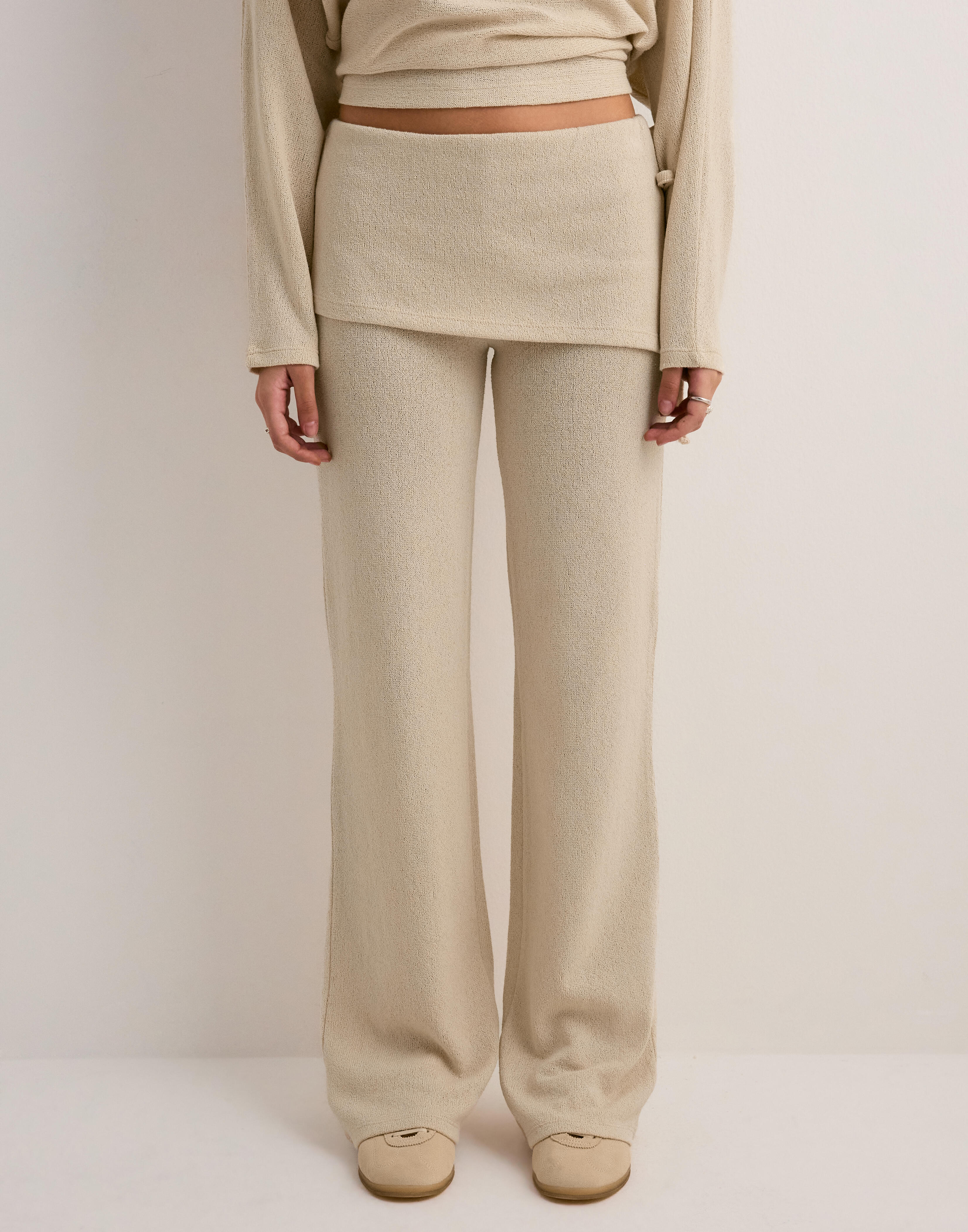 Buy Nelly Effortless Knit Overlay Pants - Beige | Nelly.com