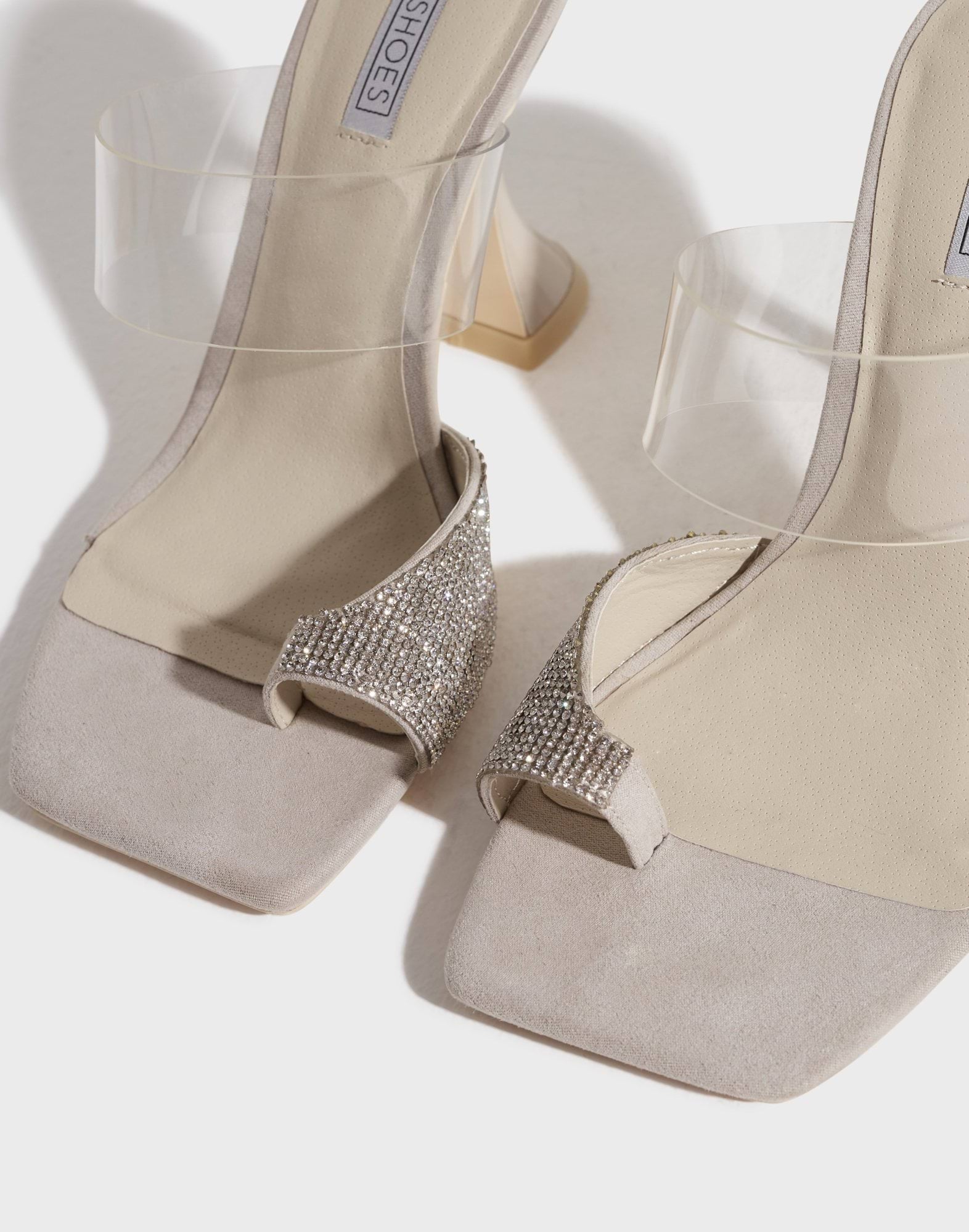 Buy Nelly Glitter Toe Detail Heel - Beige | Nelly.com