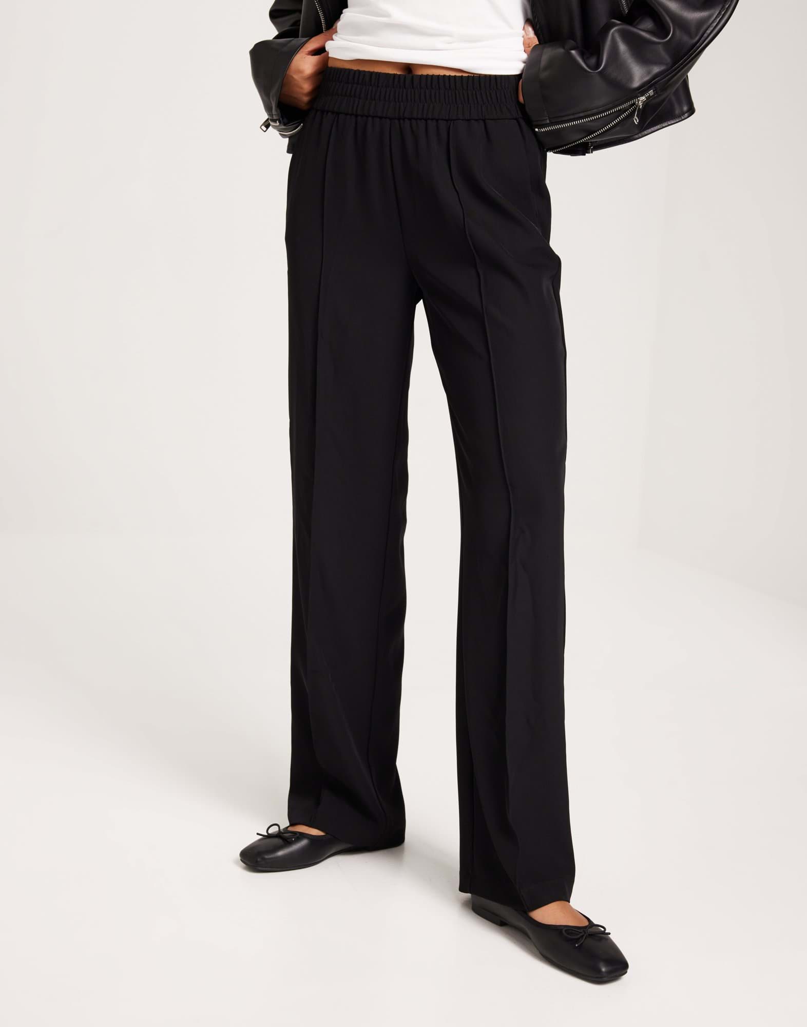 Buy Only ONLLUCY-LAURA MW WIDE PIN PANT TLR - Black | Nelly.com