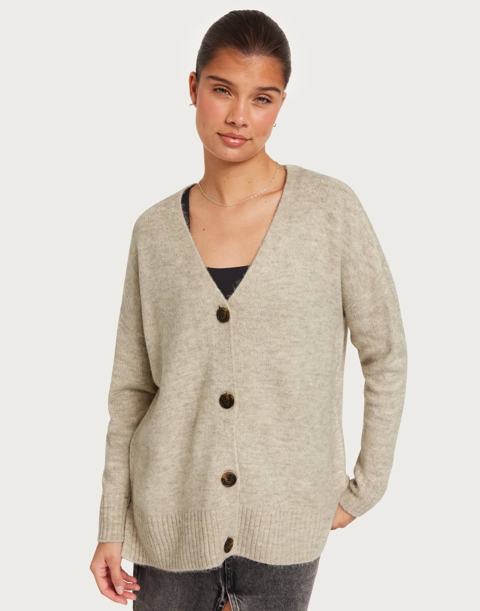 Köp Vero Moda VMLEFILE LS OVERSIZE BOXY CARDIGAN - Birch W. Melange ...
