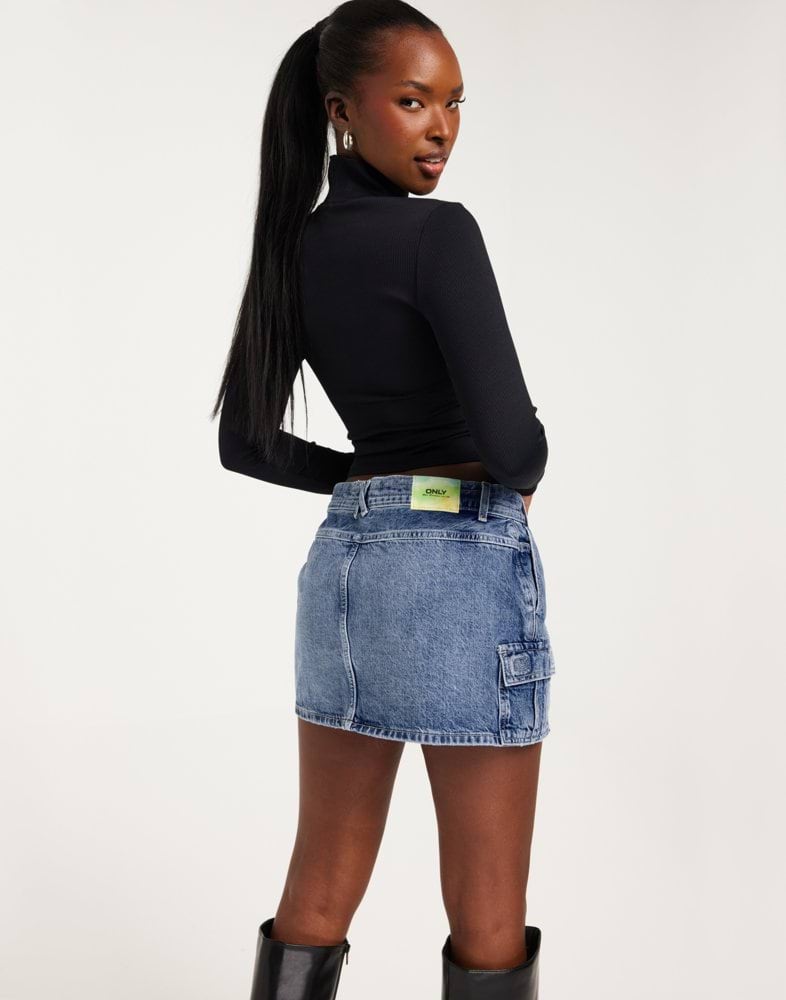 Kjøp Only ONLWES REG LOW MINI CARGO DNM SKIRT - Medium Blue Denim ...