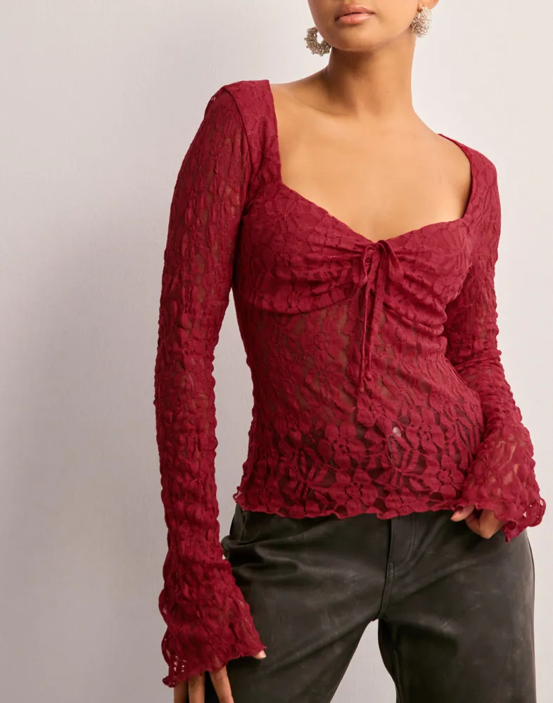 Köp Nelly Romantic Lace Top - Red | Nelly.com