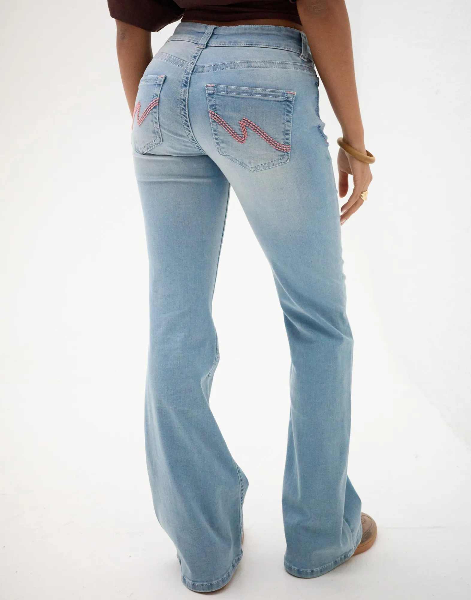 Buy Nelly Low Waist Bootcut Stitch Jeans - Blue | Nelly.com