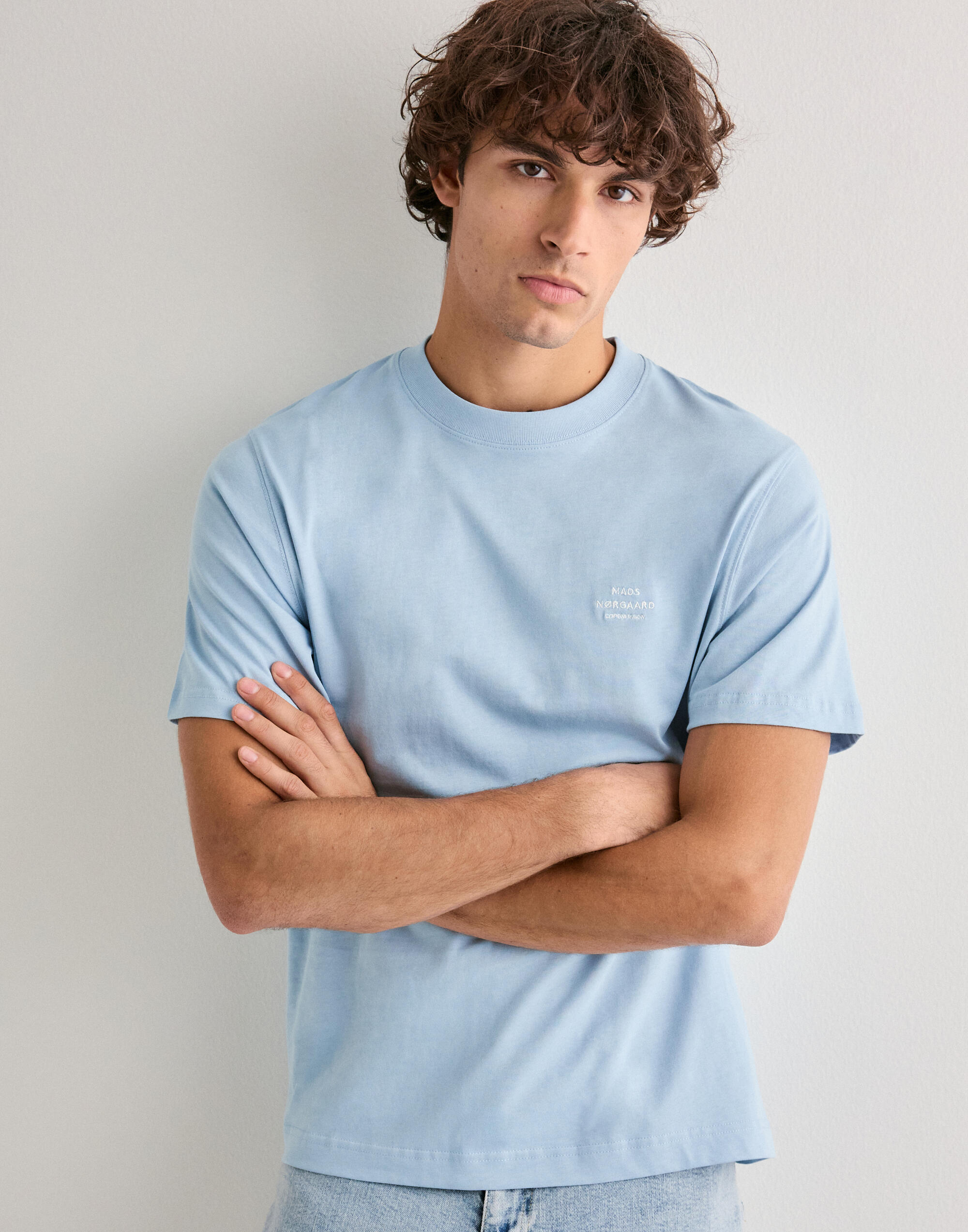 Buy Mads Nørgaard Cotton Jersey Frode Logo Tee - Powder Blue | NLYMAN