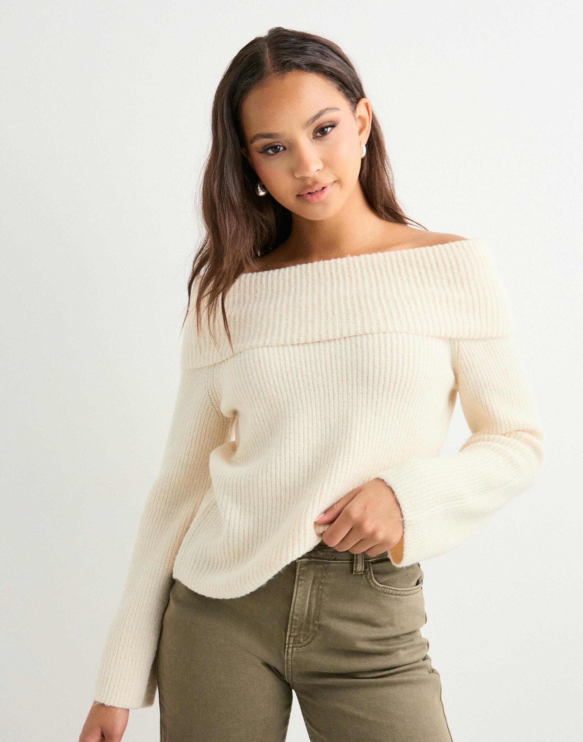 Kjøp Vero Moda VMARIES LS OFFSHOULDER PULLOVER BF - Birch | Nelly.com