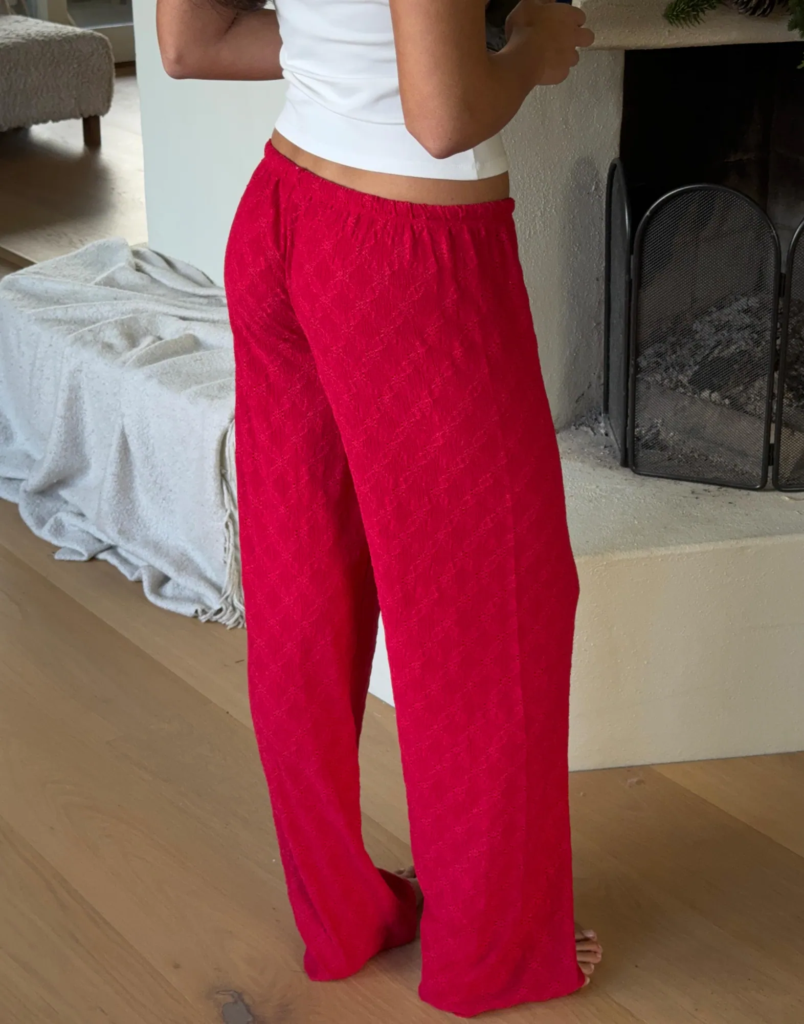 Kjøp Nelly Cute Broderie Chill Pants - Red | Nelly.com