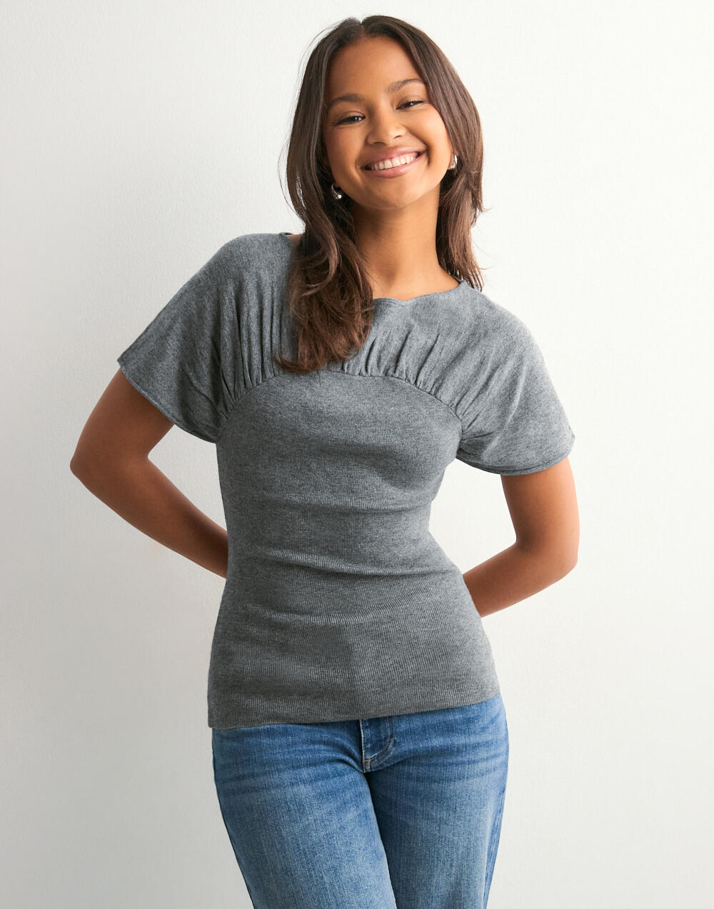 Kjøp Neo Noir Anthea Knit Top - Dark Grey Melange | Nelly.com