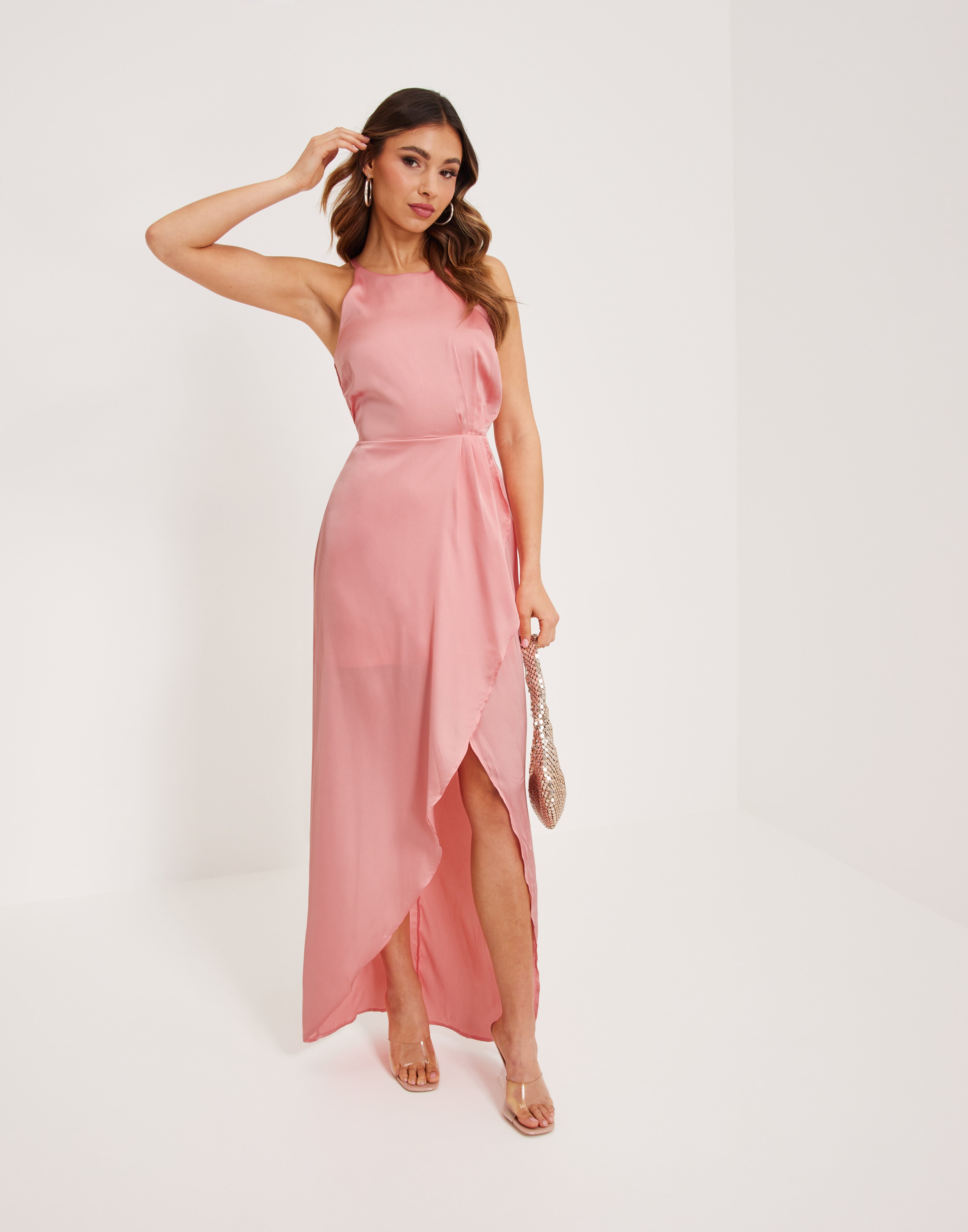 Buy Nelly Drapy Satin Gown - Dusty Pink | Nelly.com