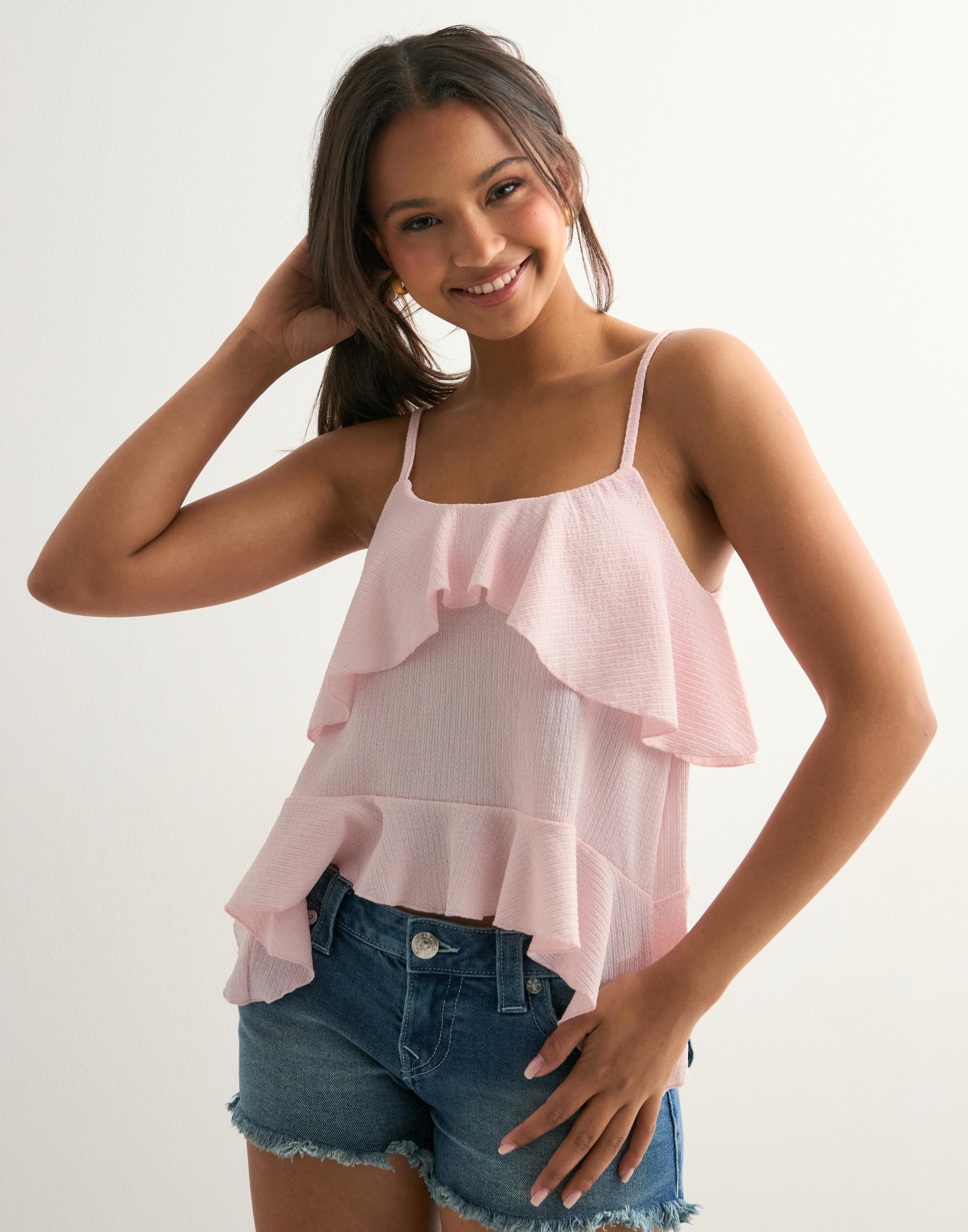 Köp Nelly Cute Flounce Strap Top - Light Pink | Nelly.com