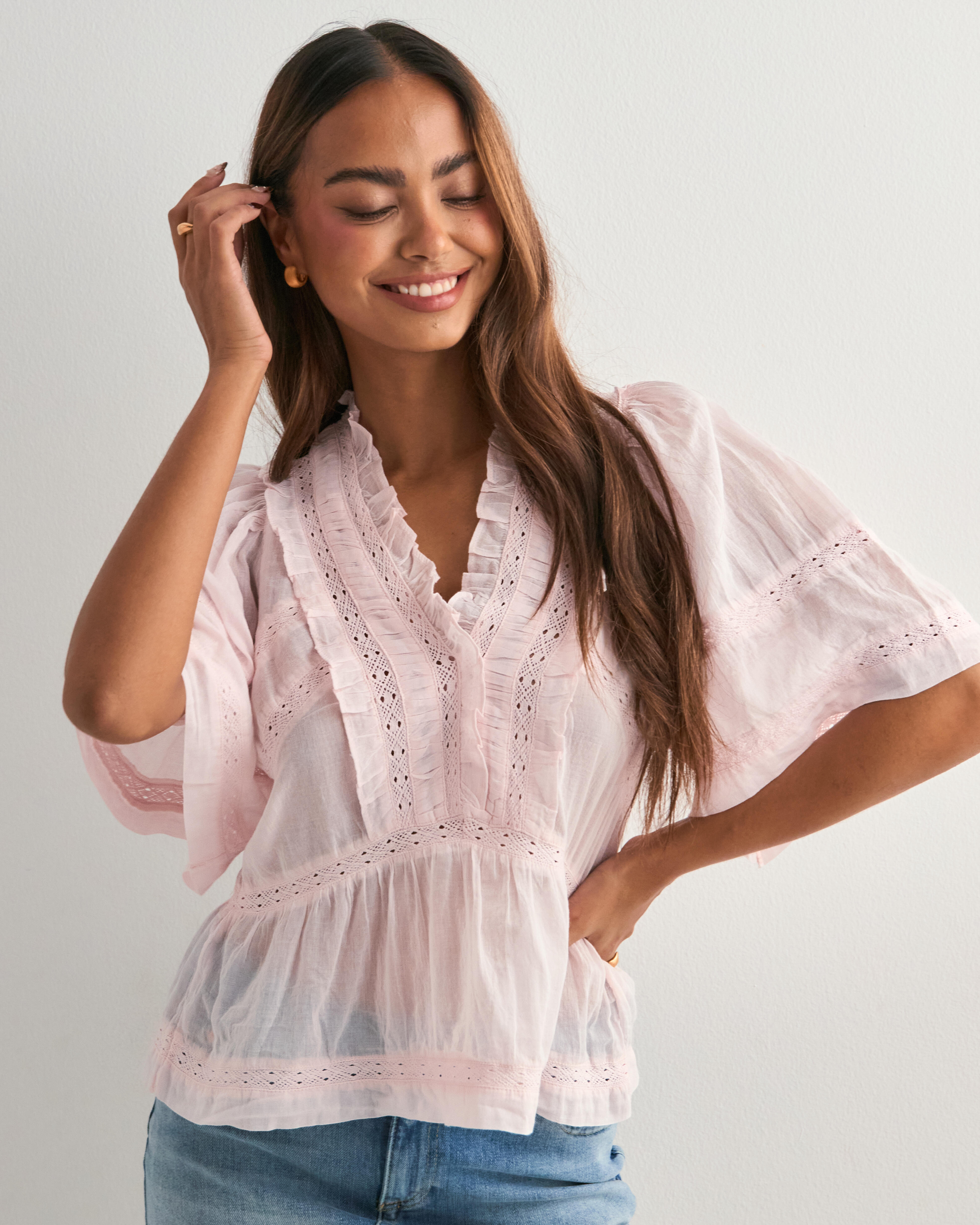 Kjøp Neo Noir Evienne S Voile Top - Light Pink | Nelly.com