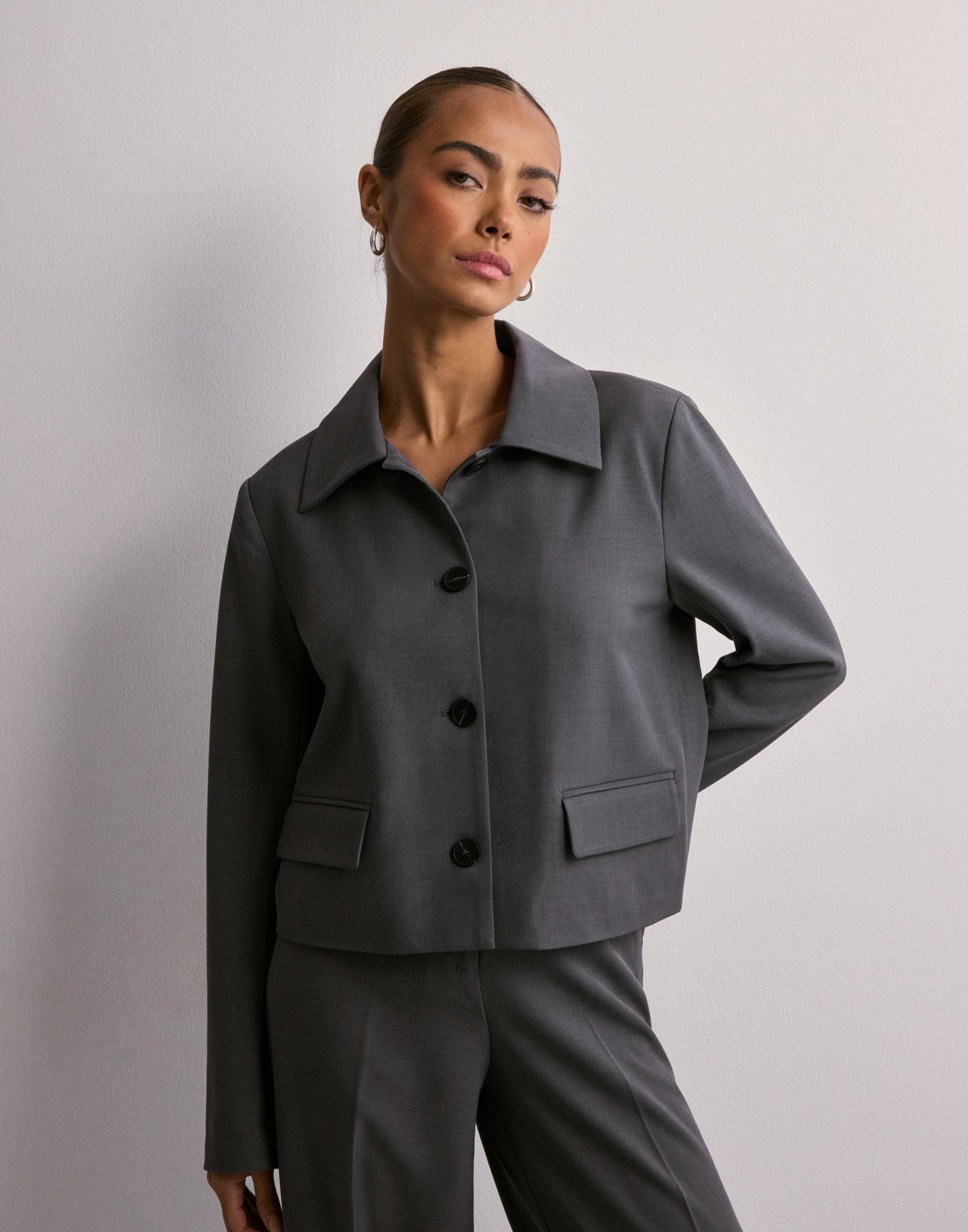 Buy Only ONLHELENE L/S MEL SHORT JACKET CC T - Medium Grey Melange ...