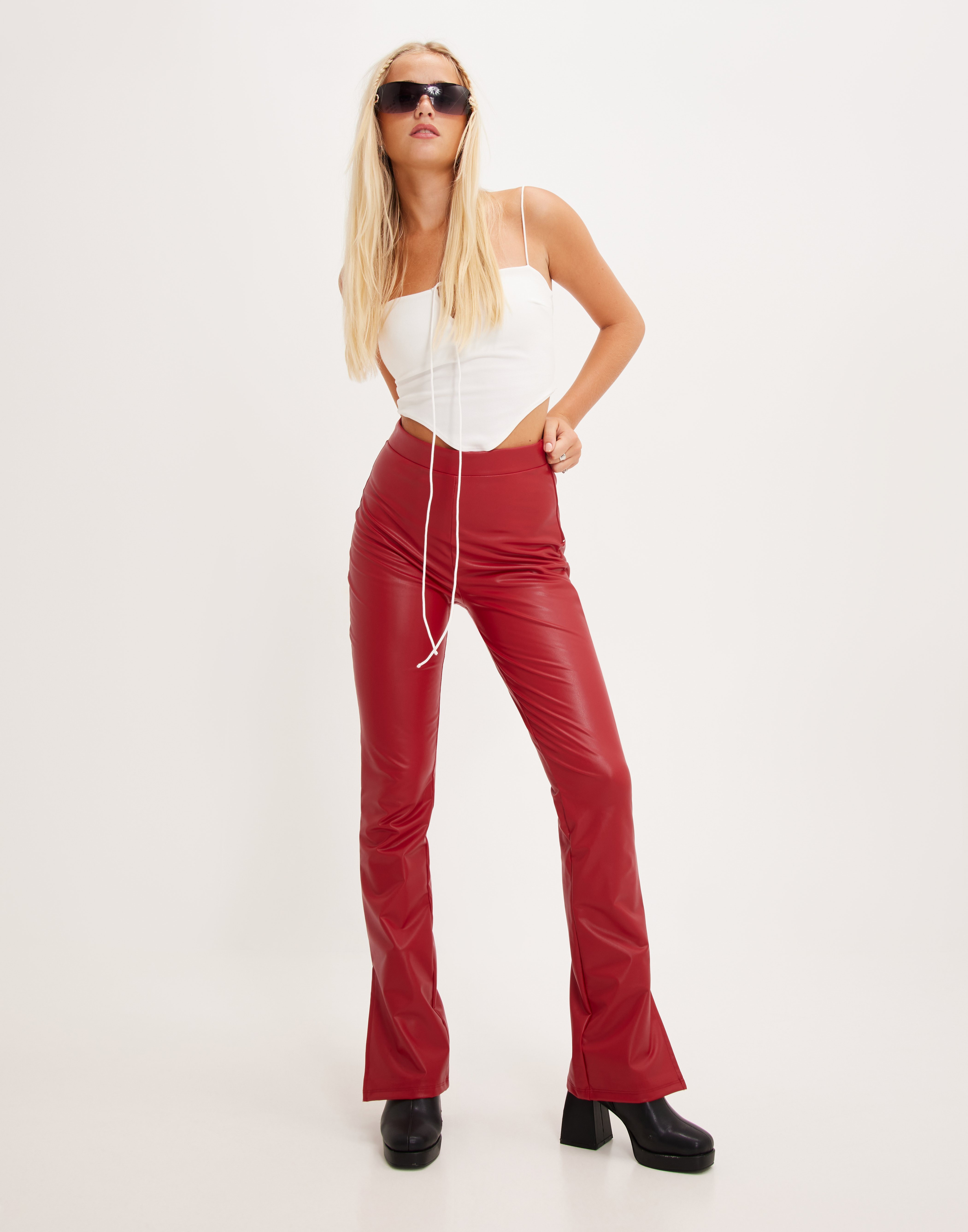 Buy Nelly Sassy Pu Slit Pants - Red | Nelly.com