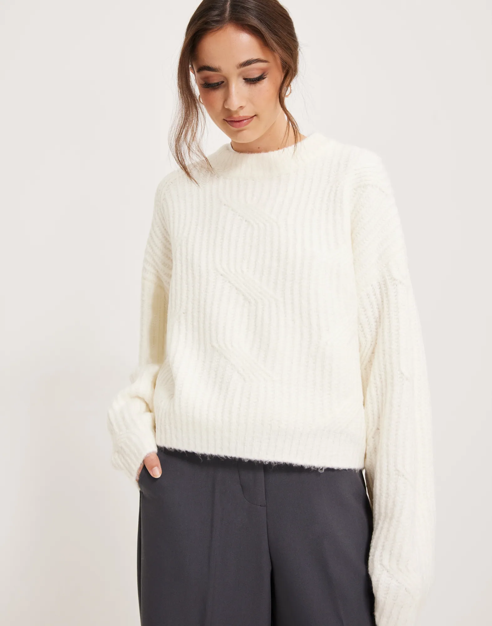 Buy Nelly Chunky Cable Knit Sweater - Offwhite | Nelly.com
