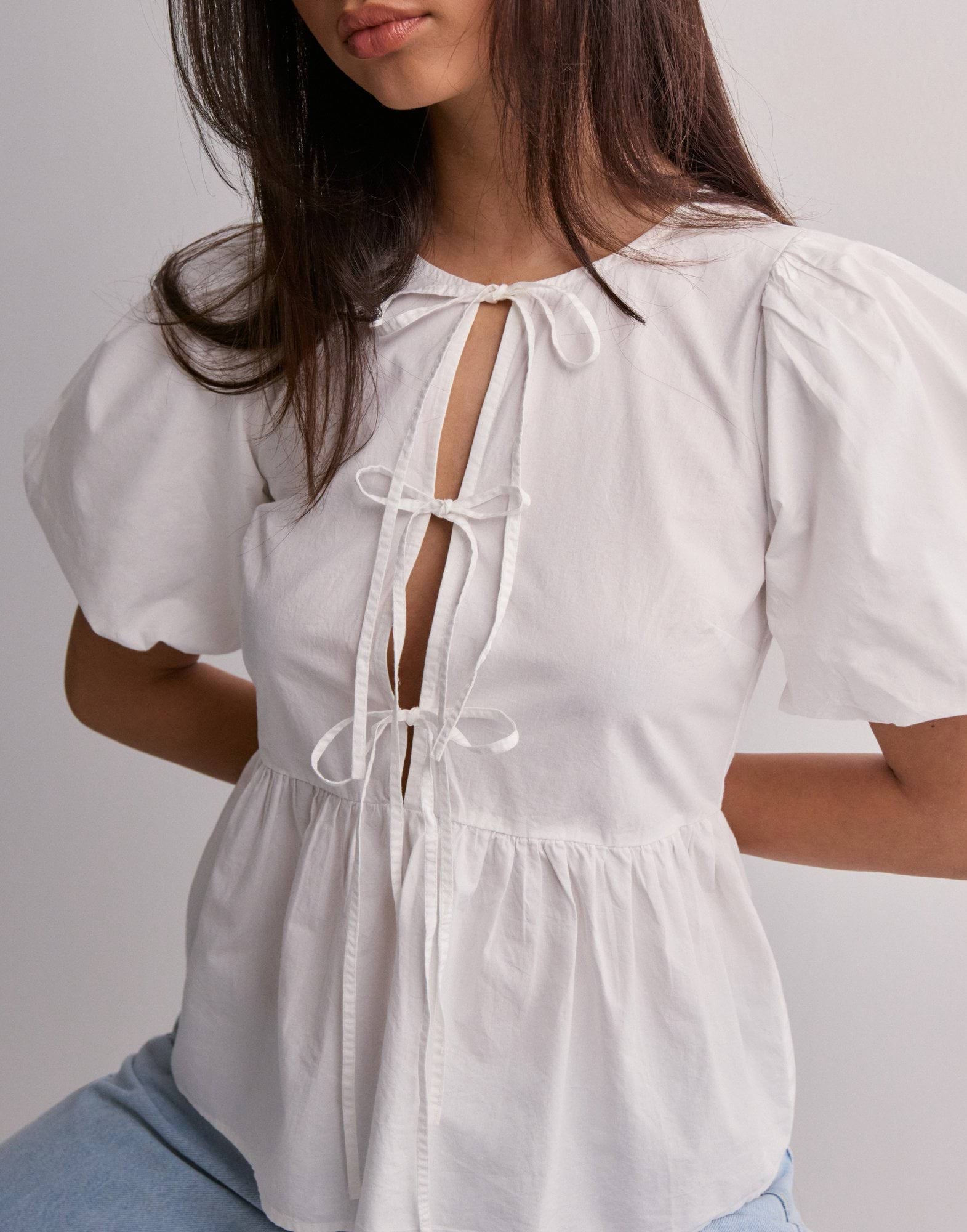 Buy Nelly Bow Puff Sleeve Blouse - White | Nelly.com