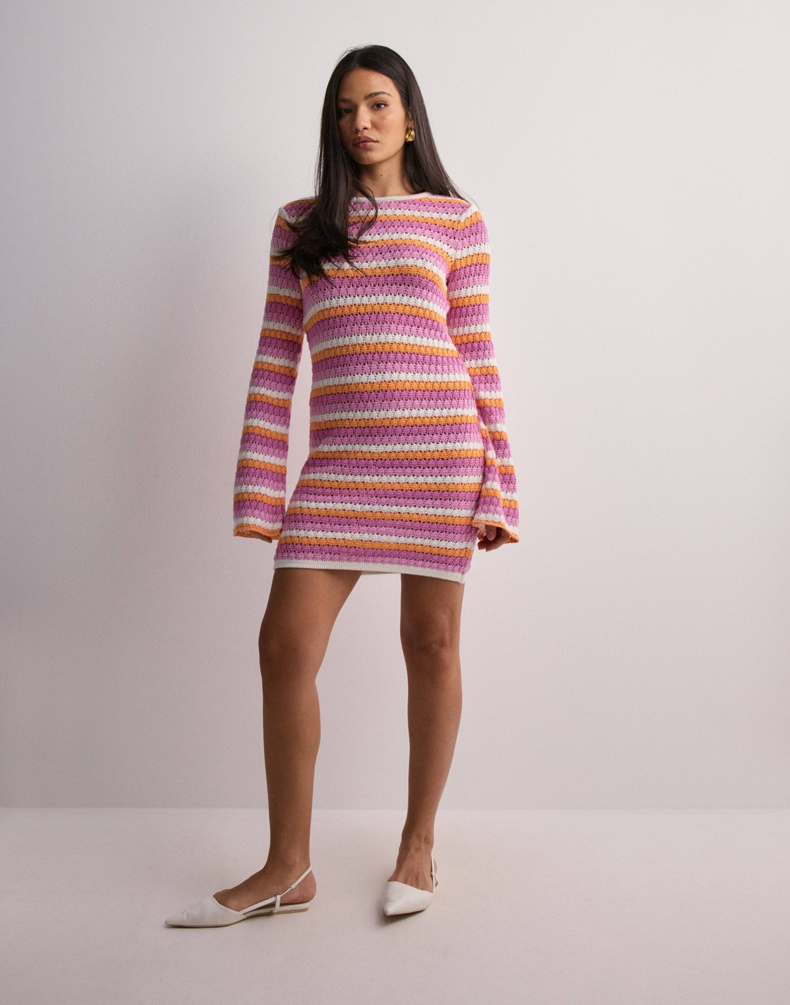 Kjøp Vero Moda SNRIHANNA LS SHORT DRESS - Tangerine Crochet | Nelly.com