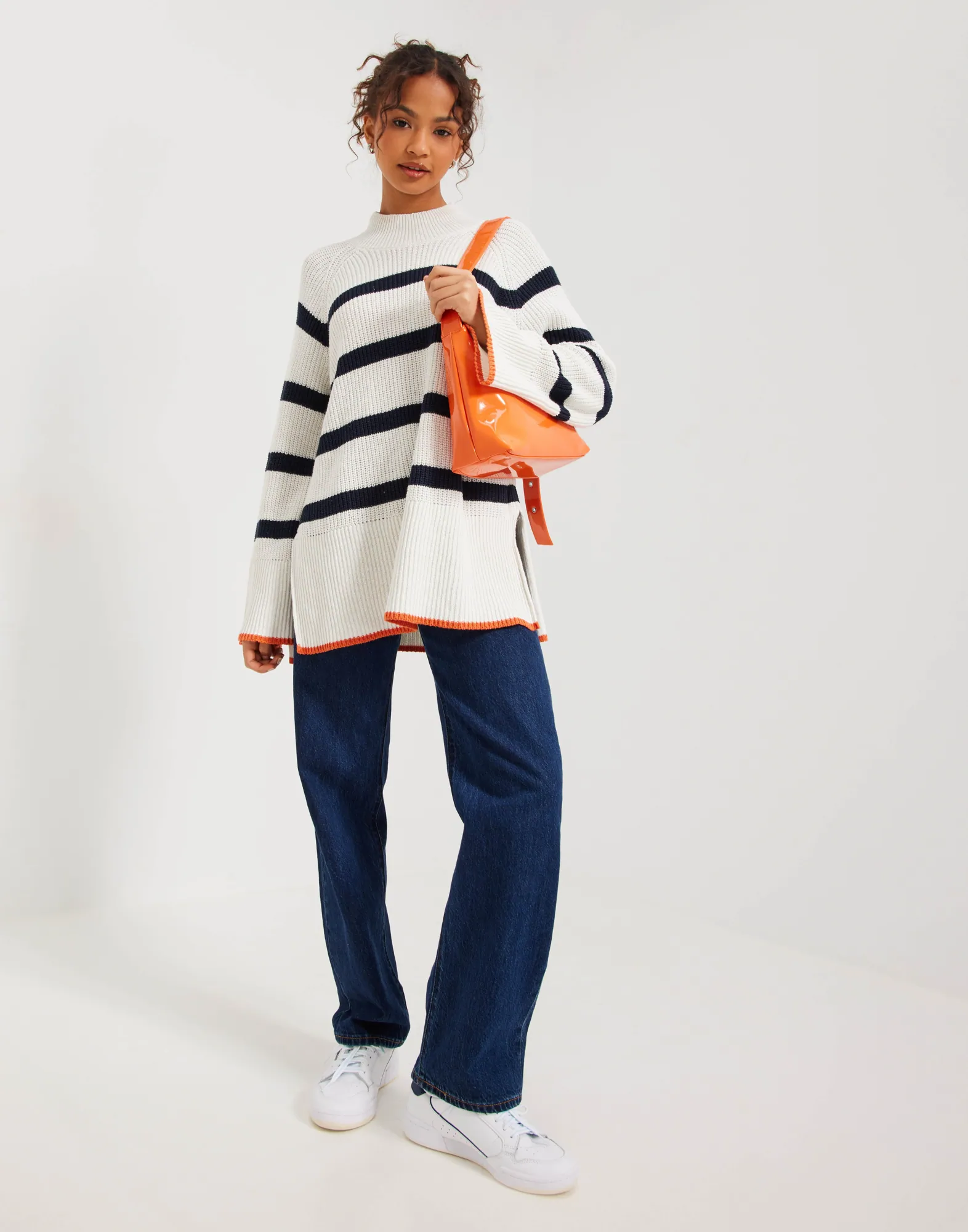 Köp Pieces PCBAIA LS OVERSIZE HIGH NECK KNIT B - Cloud Dancer Sky ...