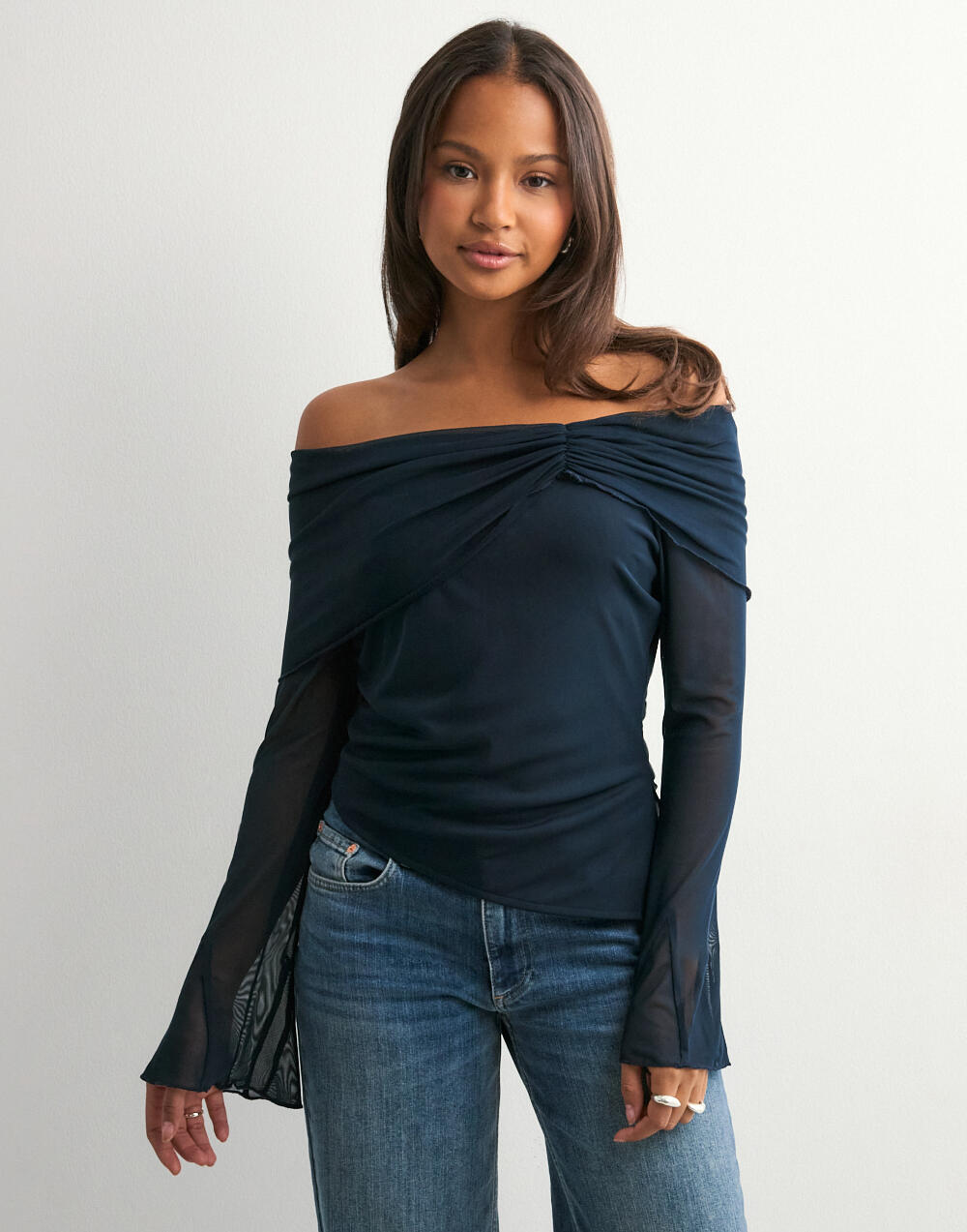 Buy Neo Noir Addie Mesh Blouse - Dark Navy | Nelly.com