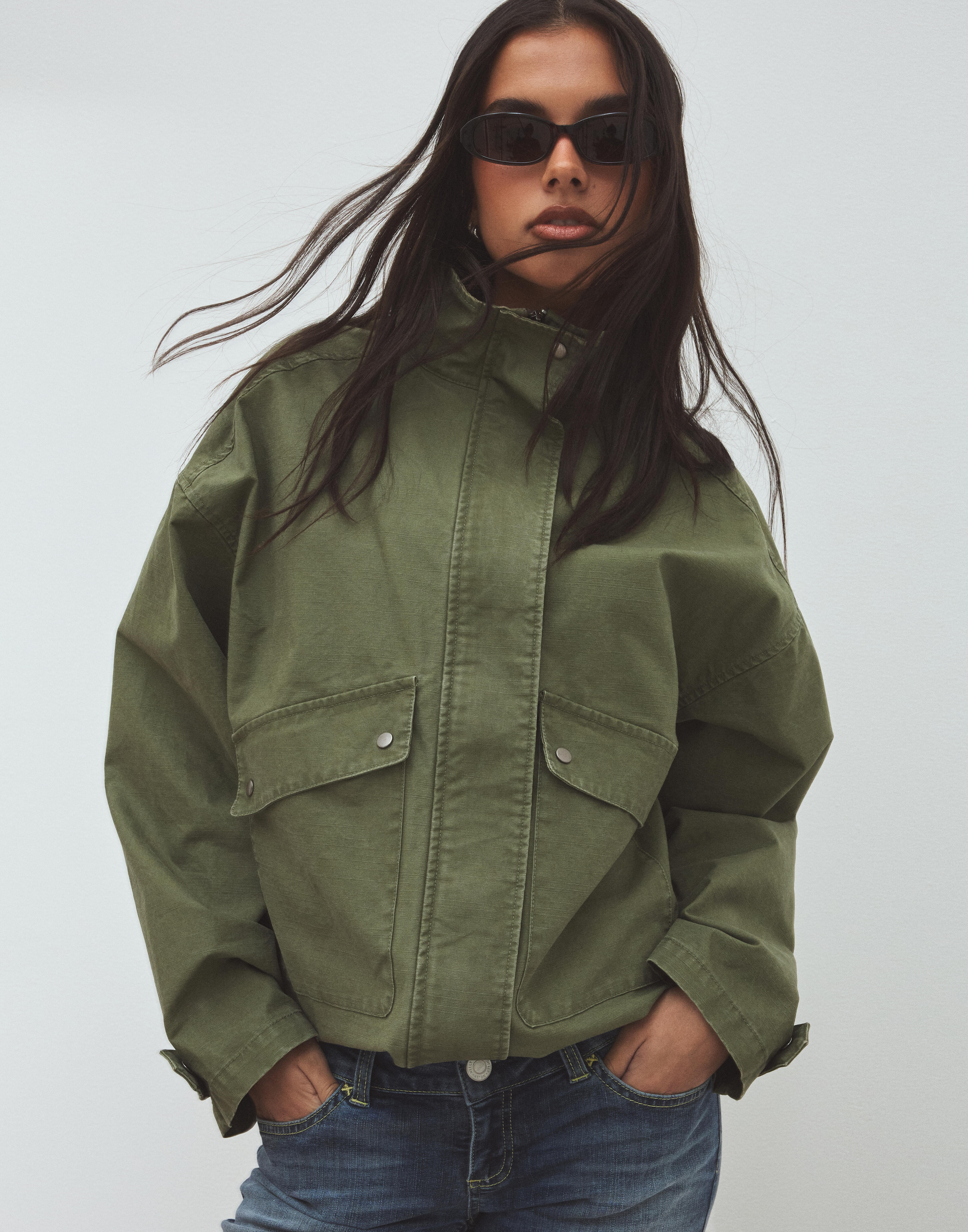 Buy Nelly High Collar Jacket - Green | Nelly.com