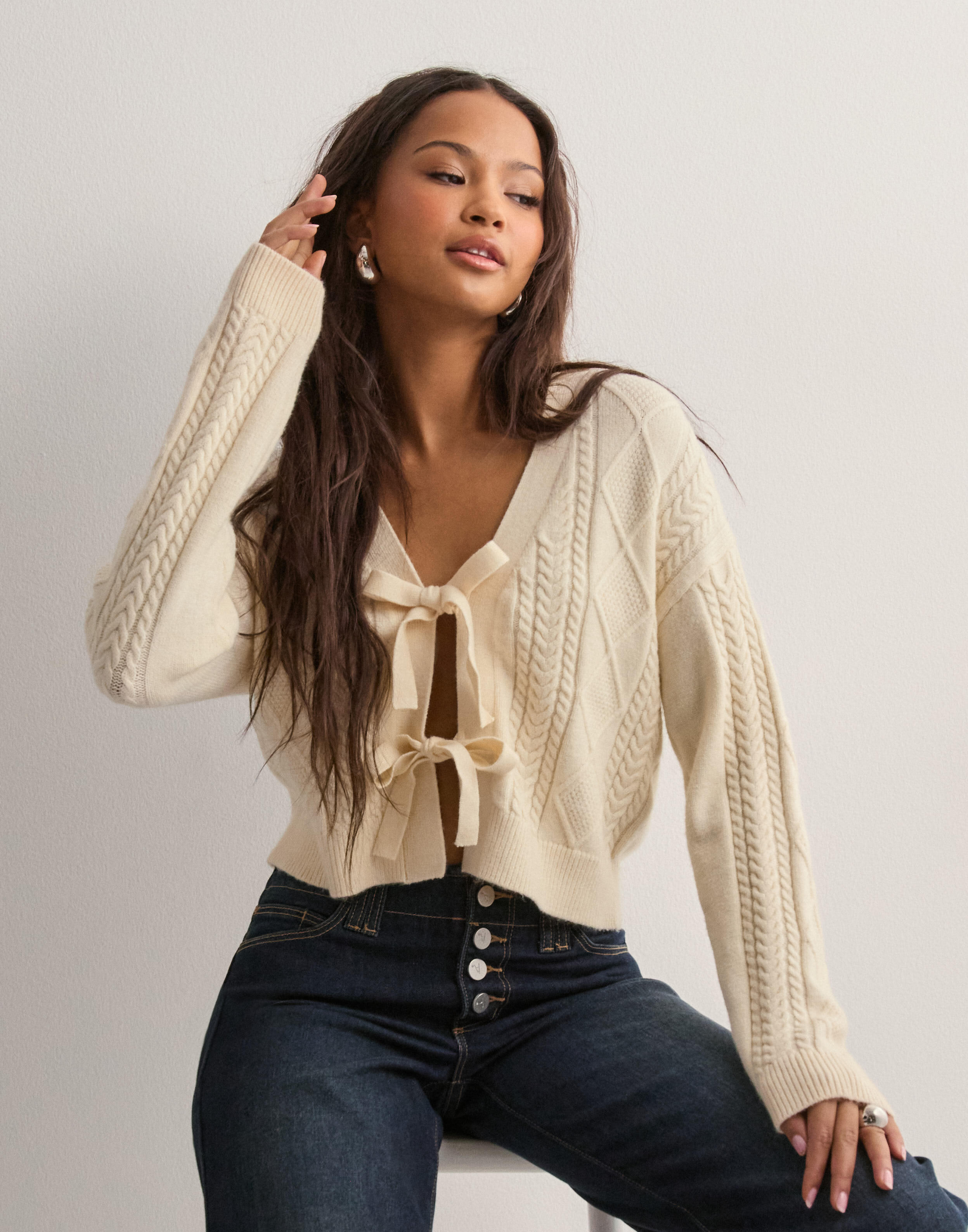 Buy Only ONLFIA LS STRING CARDIGAN KNT NCA - Whitecap Gray | Nelly.com