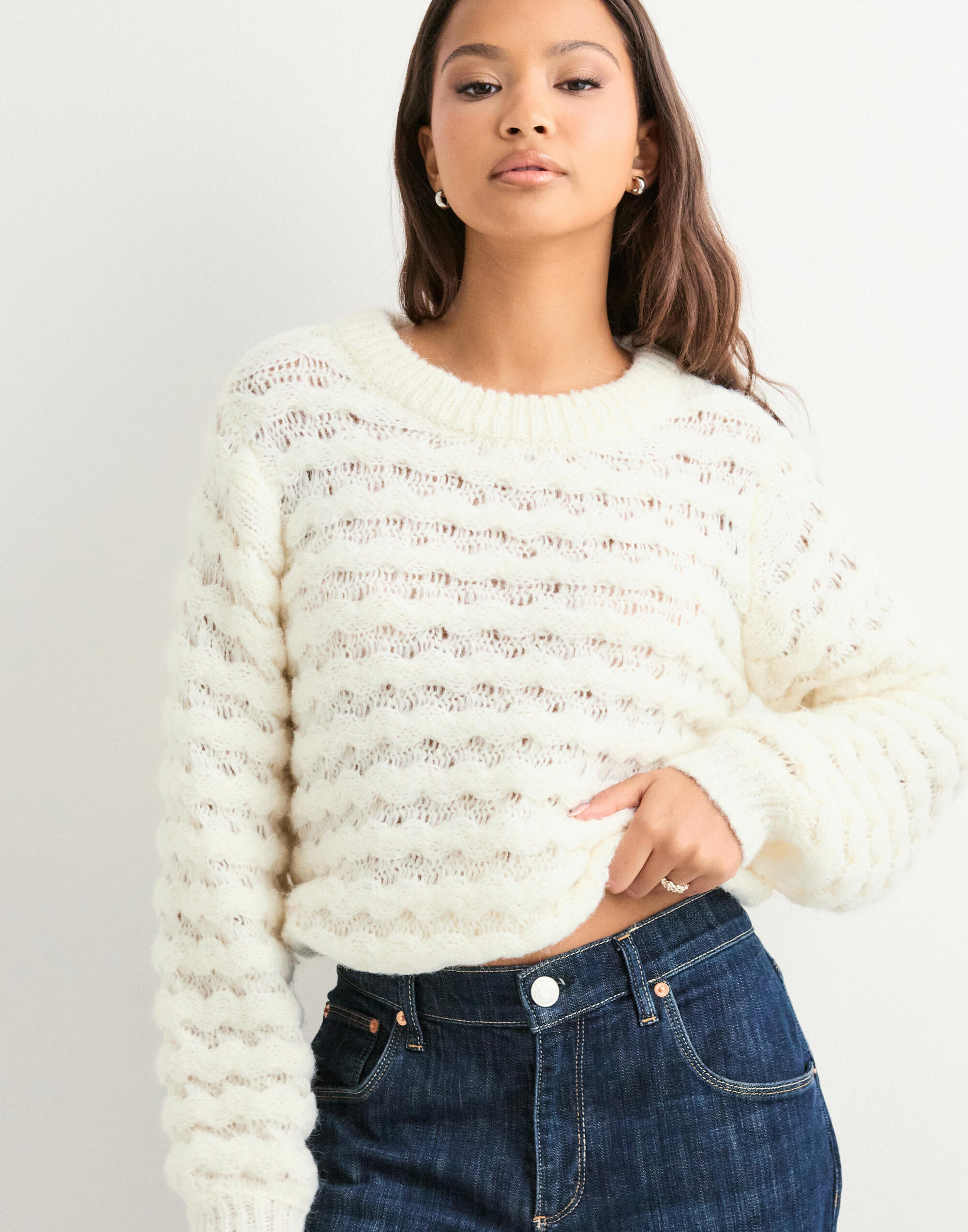 Köp Vero Moda VMLAURYN LS O-NECK PULLOVER GA BOO - Birch | Nelly.com